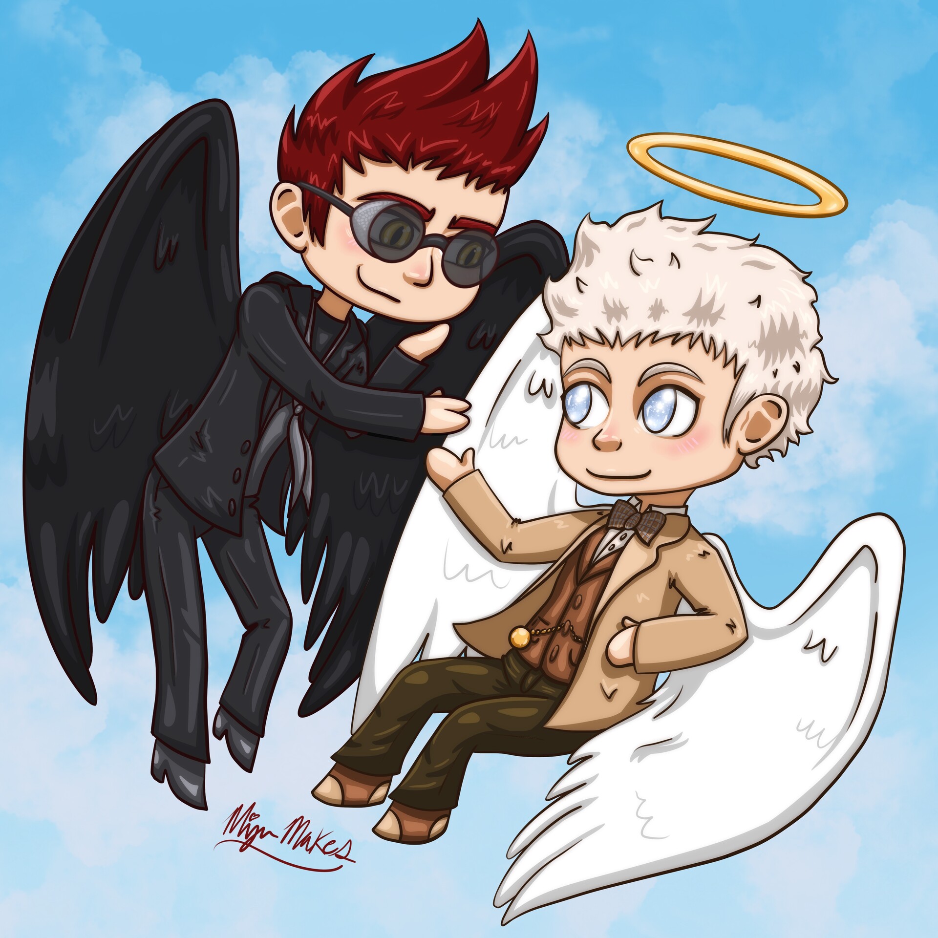 ArtStation - Chibi Ineffable Husbands - Crowley and Aziraphale from ...