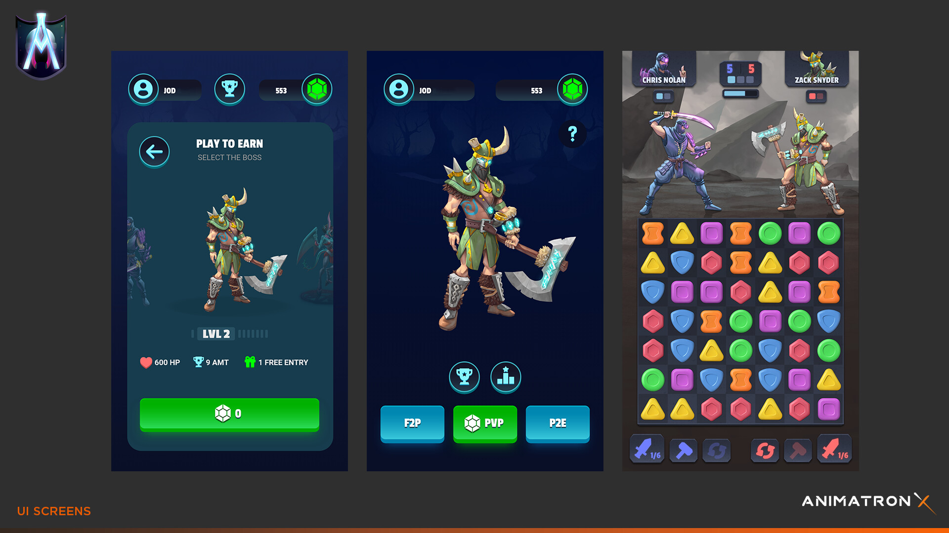 AnimatronX - Arcane Merge - Puzzle game - UI Screens and assets
