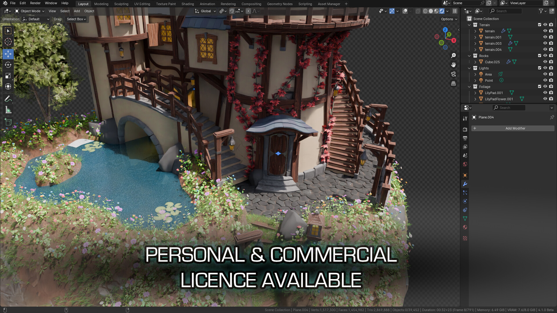 3D Tudor - Blender 4 Cobblestone Path Geometry Node