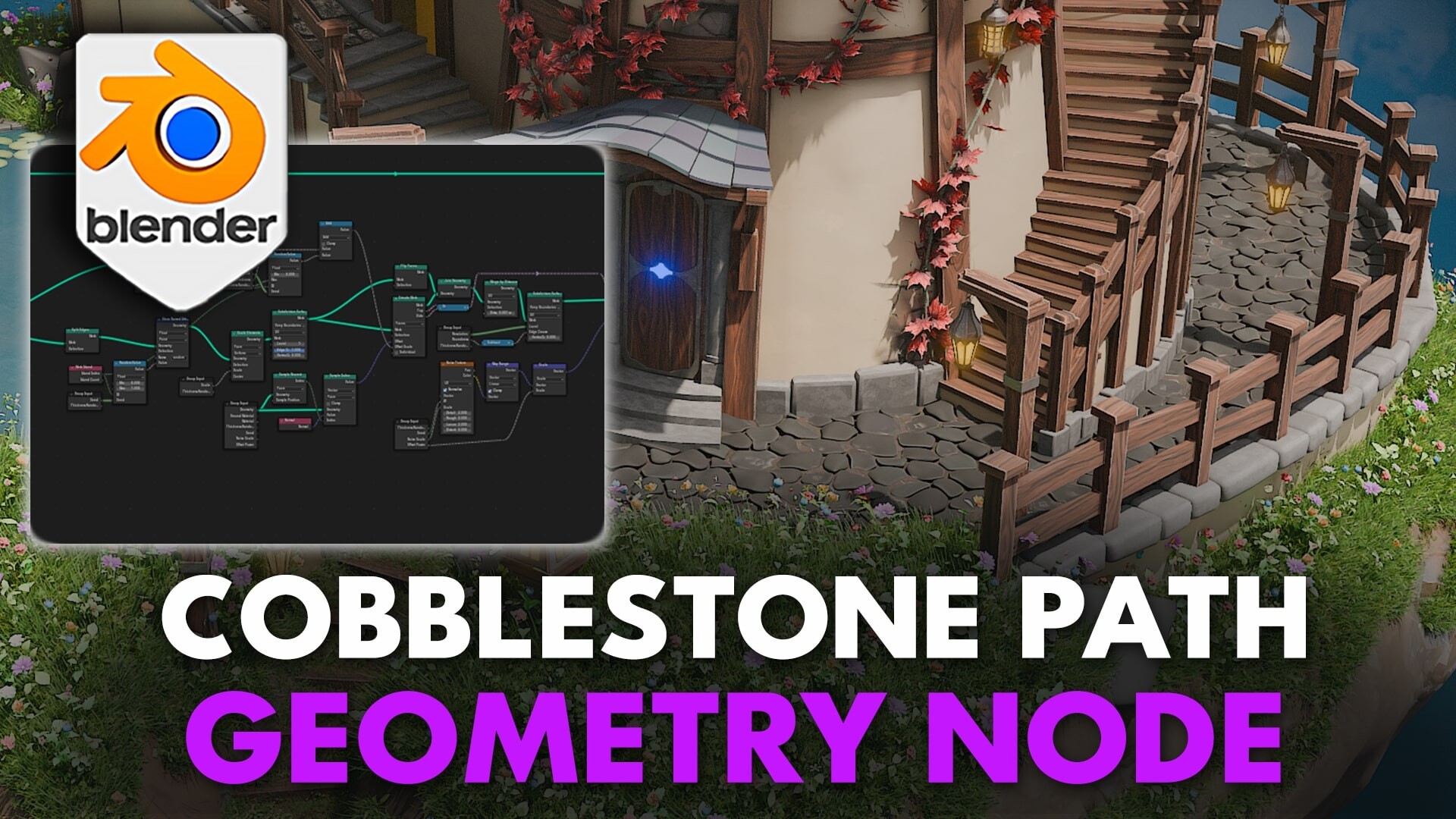 3D Tudor - Blender 4 Cobblestone Path Geometry Node