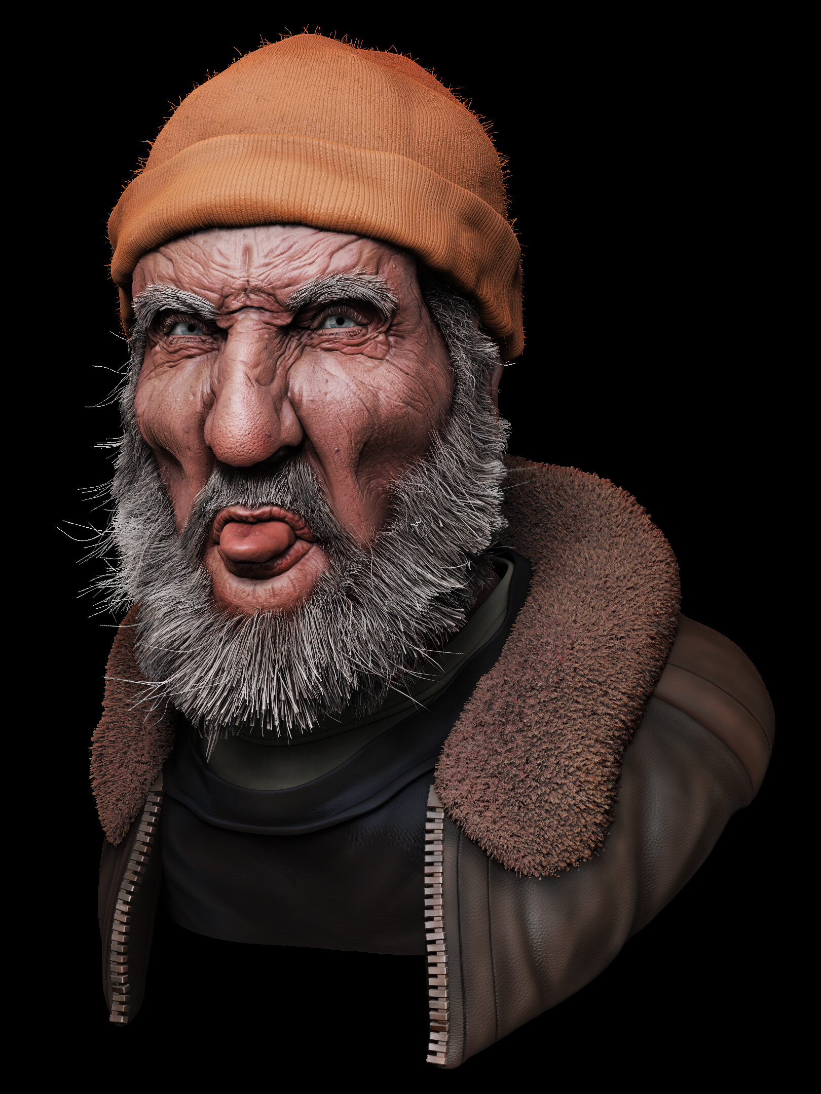 ArtStation - Elderly Man Head Bust 02