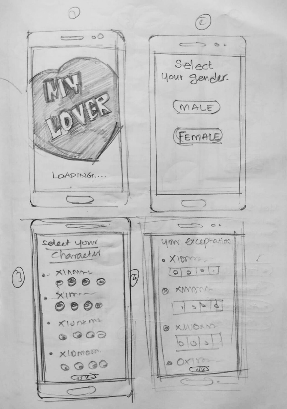 ArtStation - Low fidelity wireframes (Napkin Sketch) - My Lover