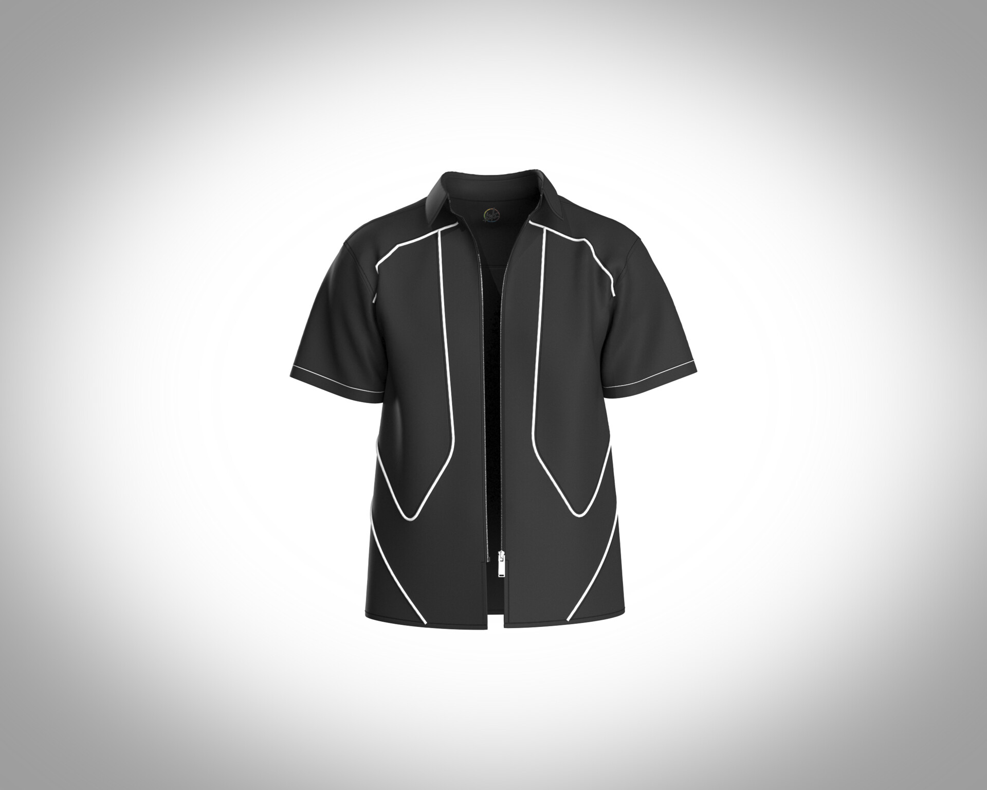 ArtStation - Mens short-sleeve Loose Casual zipper Shirt with cut and ...