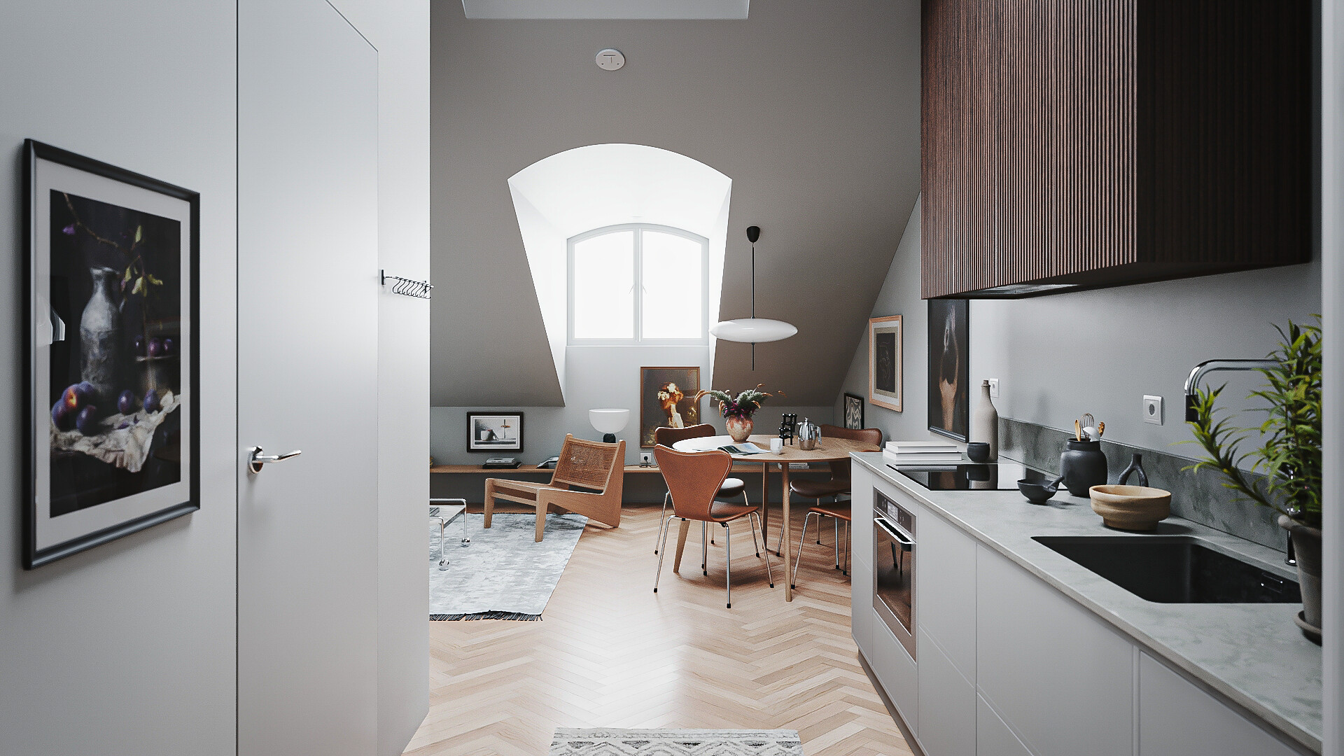 Archviz Hub - Design and Visualize Your Ideas - 2401 Attic Apartment Visualization