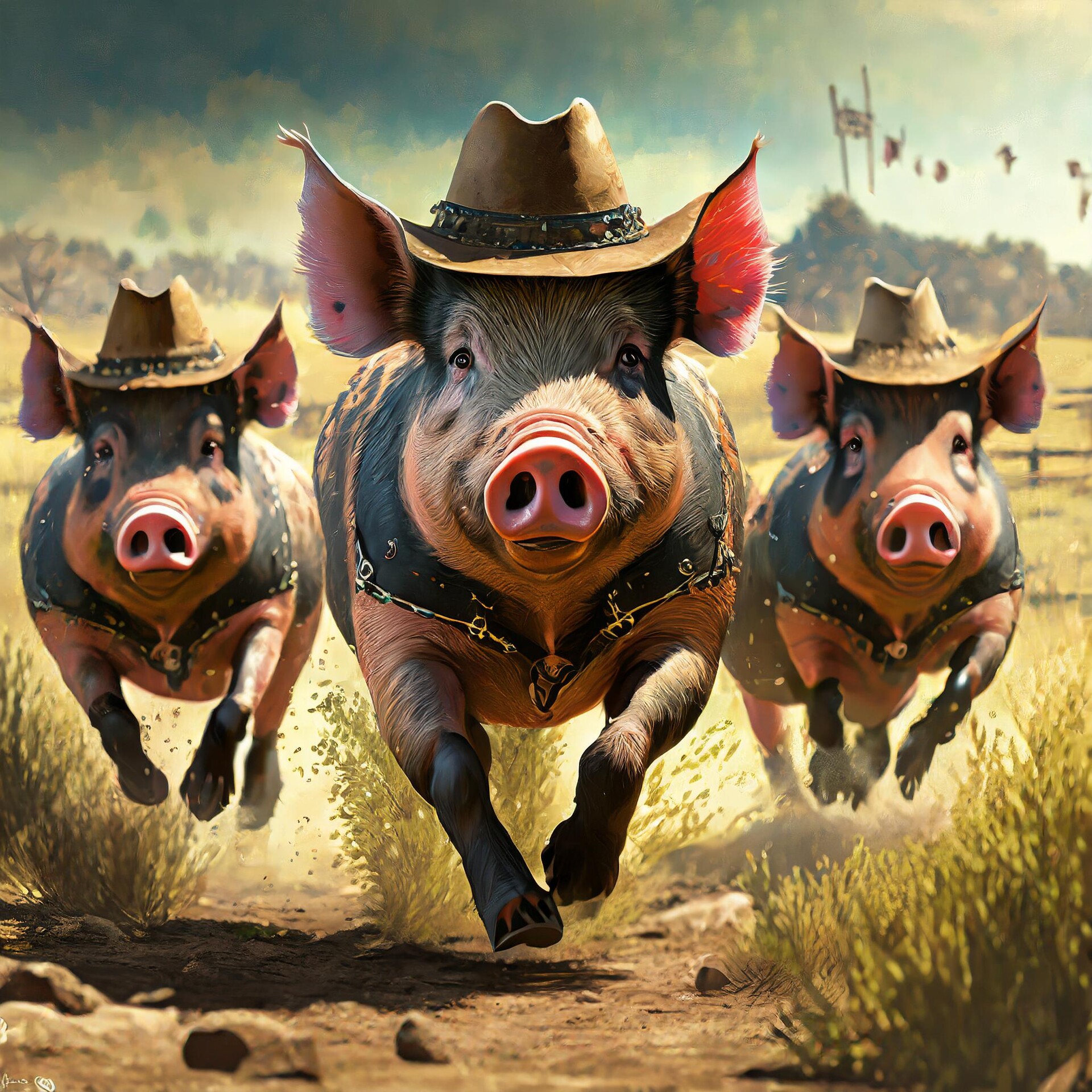ArtStation - Pigs in the Wild West Digital Art