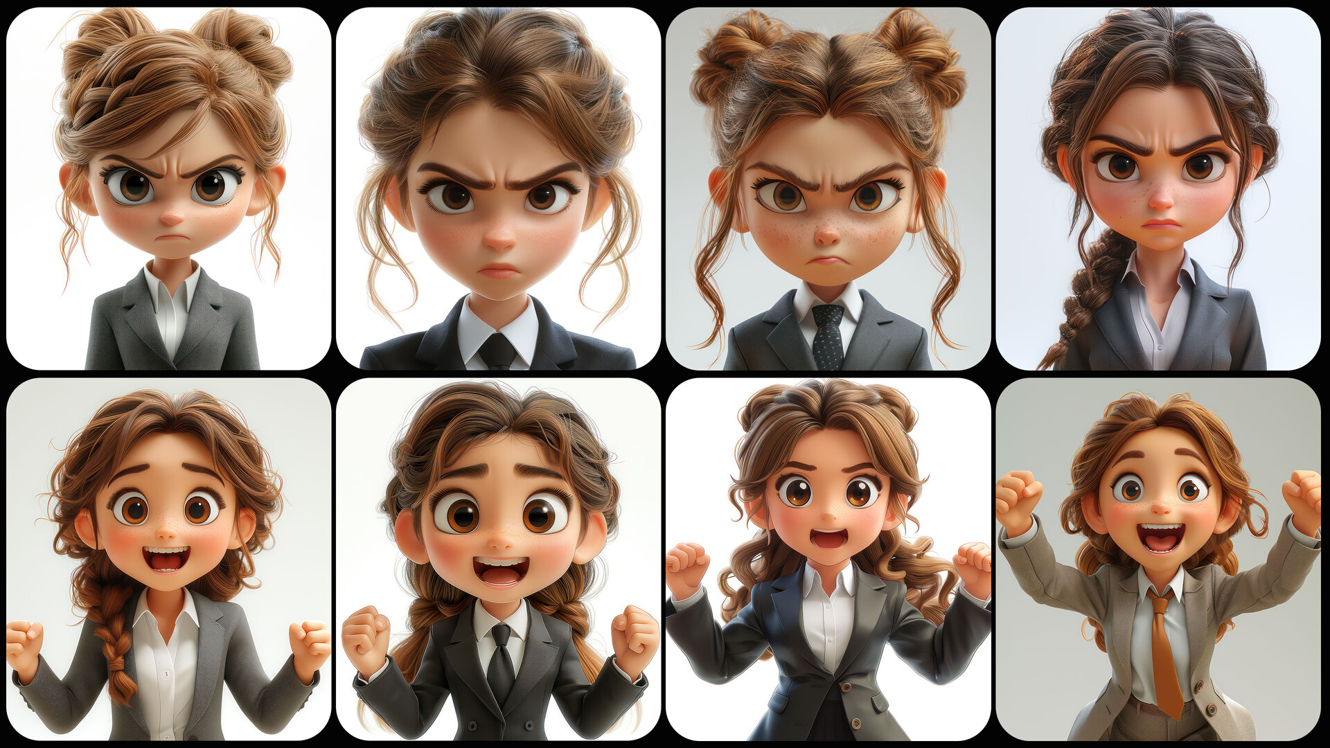 Ferial Studio - 🔹200 Business Girl Cartoon Character - Facial ...