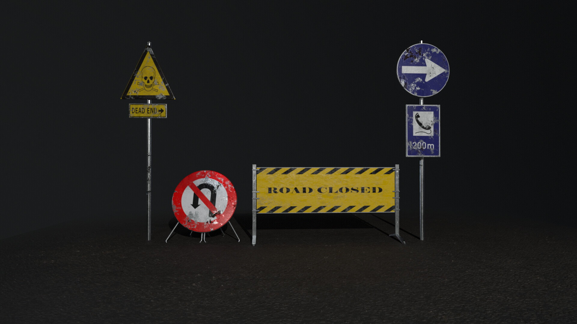 ArtStation - Game asset_road signs