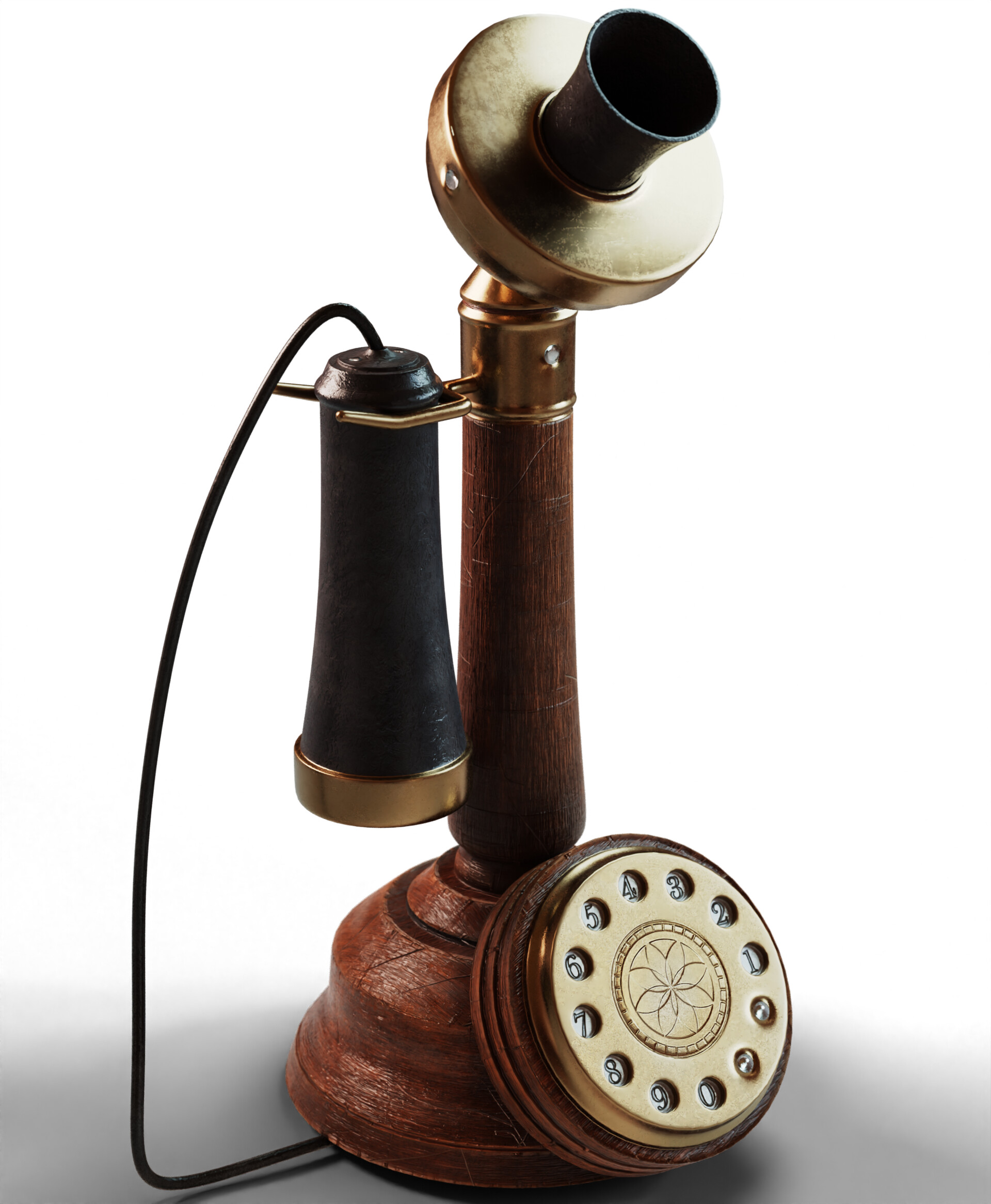 ArtStation - Old Candlestick Phone PBR 4k textures