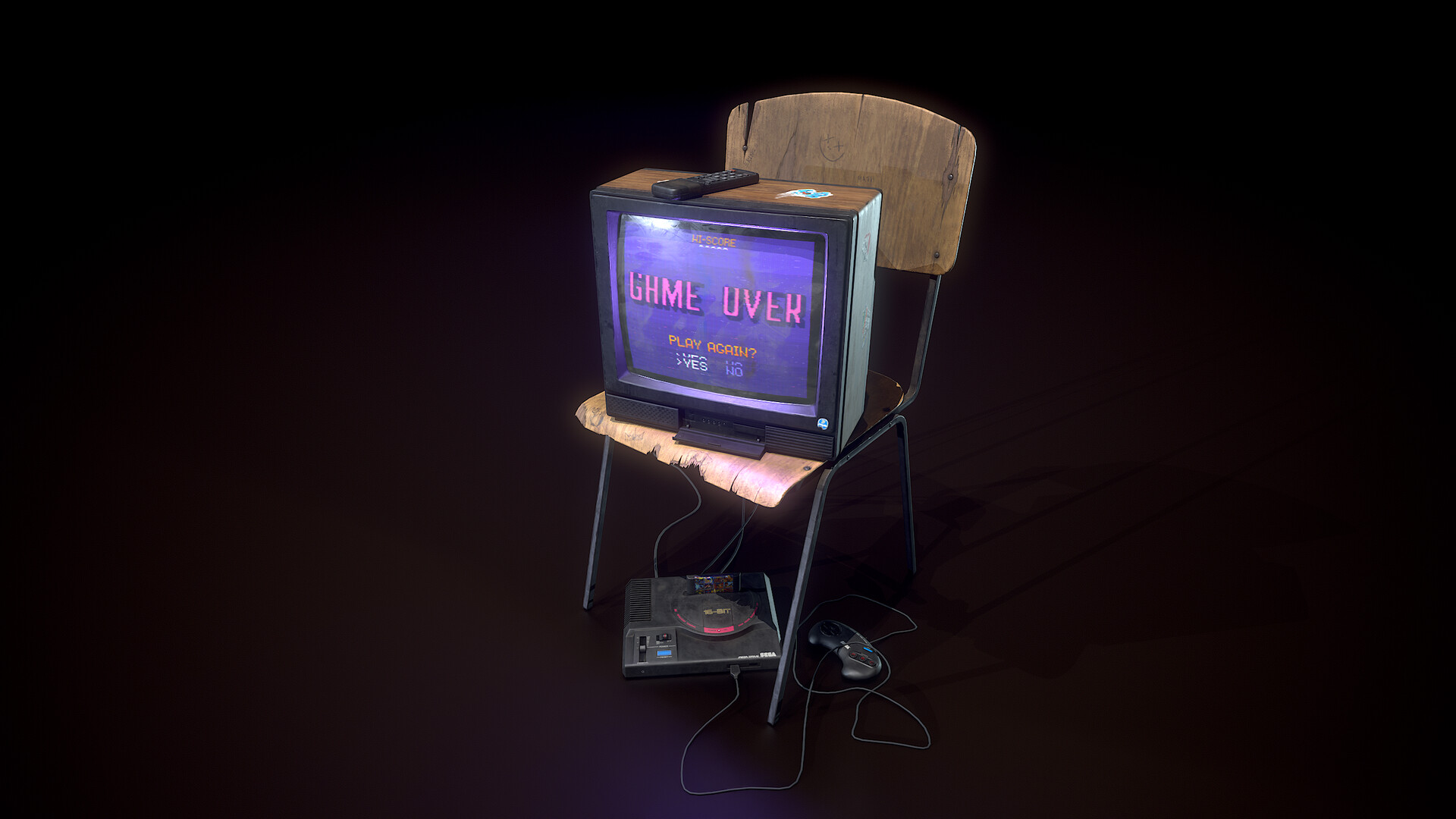 ArtStation - Old school gaming setup