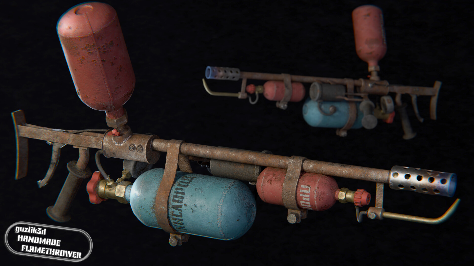 ArtStation - POSTAPOCALYPSE HANDMADE FLAMETHROWER 3D GAMEREADY