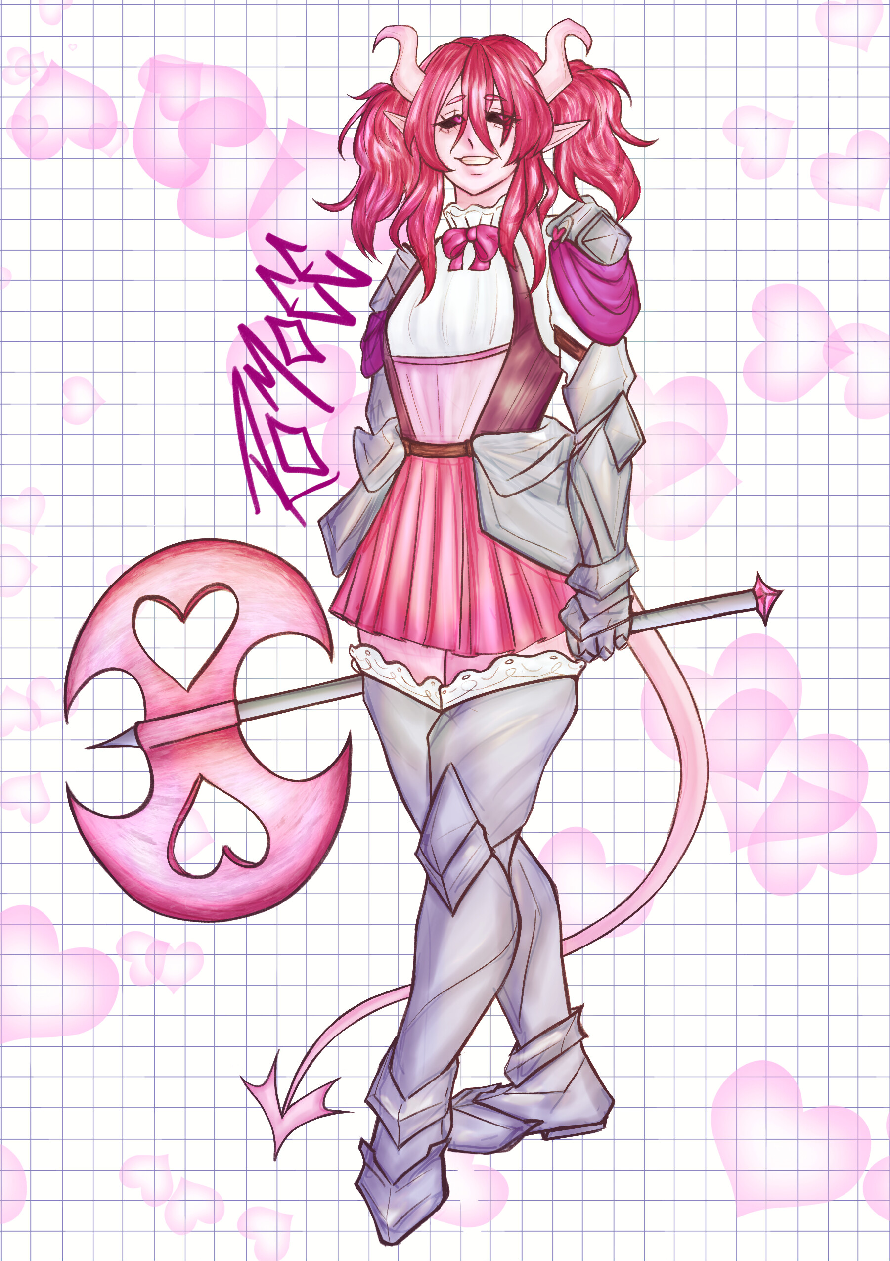 ArtStation - Raizel - Pink Tiefling Warrior