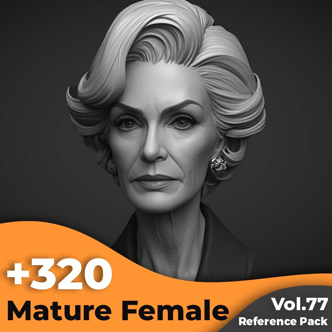 3D Head Sculpt References in 4K - Tika Art - +320 Mature Female Head Sculpt(4k)