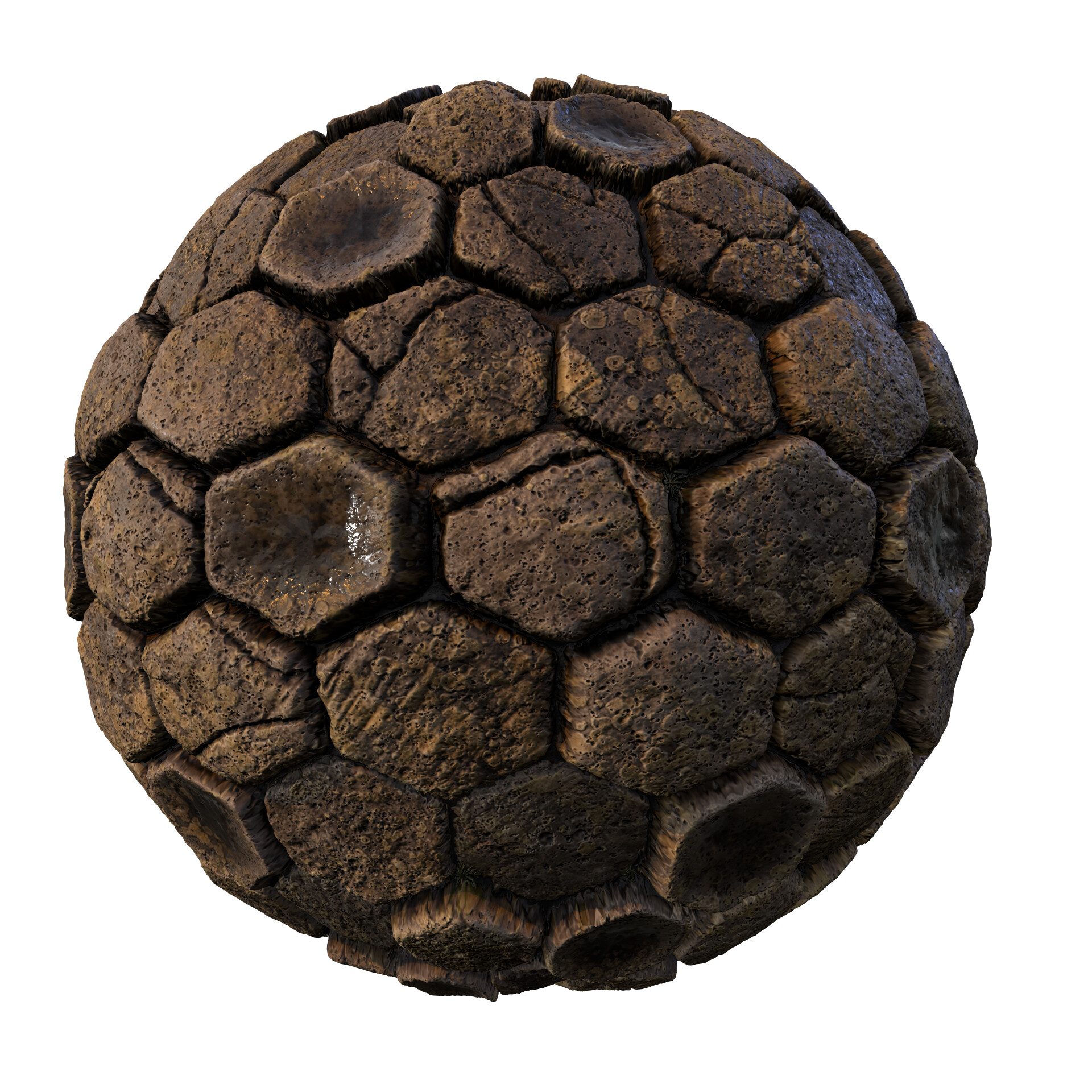 ArtStation - PBR Material (hexagonal basalt and random fractures)