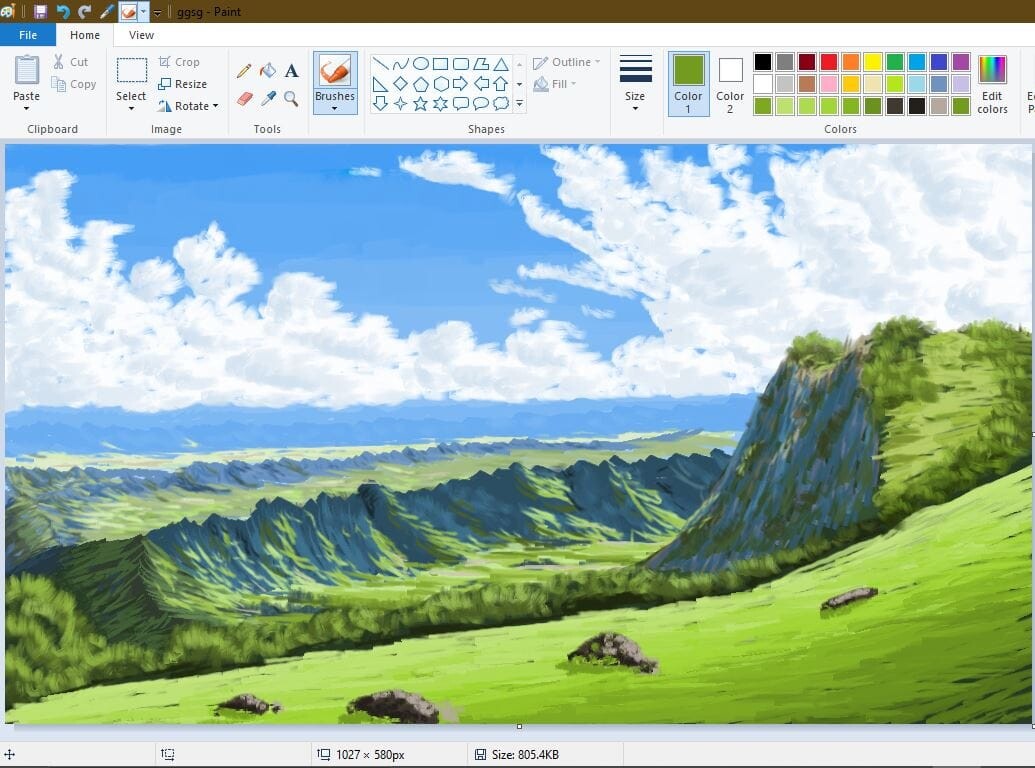 how to draw landscape in ms paint