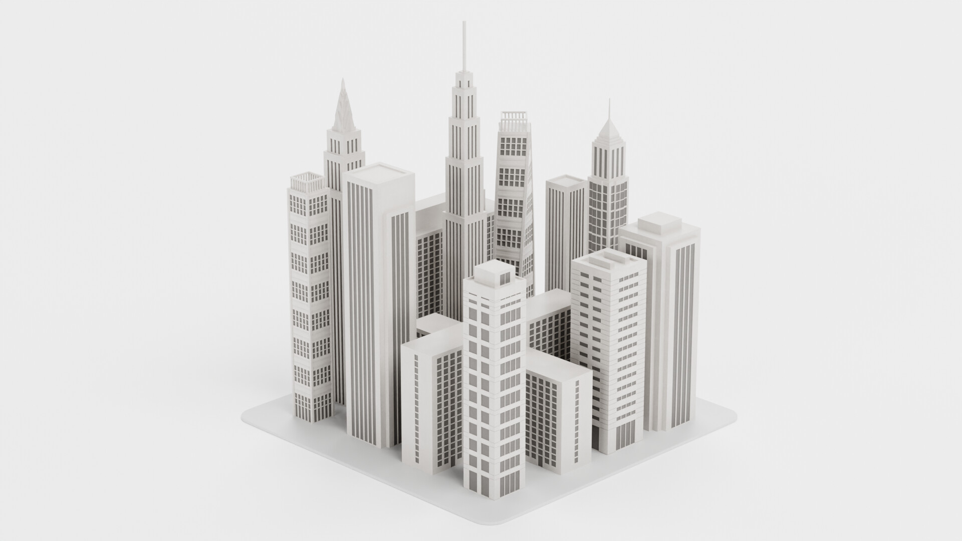Michael Bescec - 3D Paper Skyscrapers Models for Games and Visualizations
