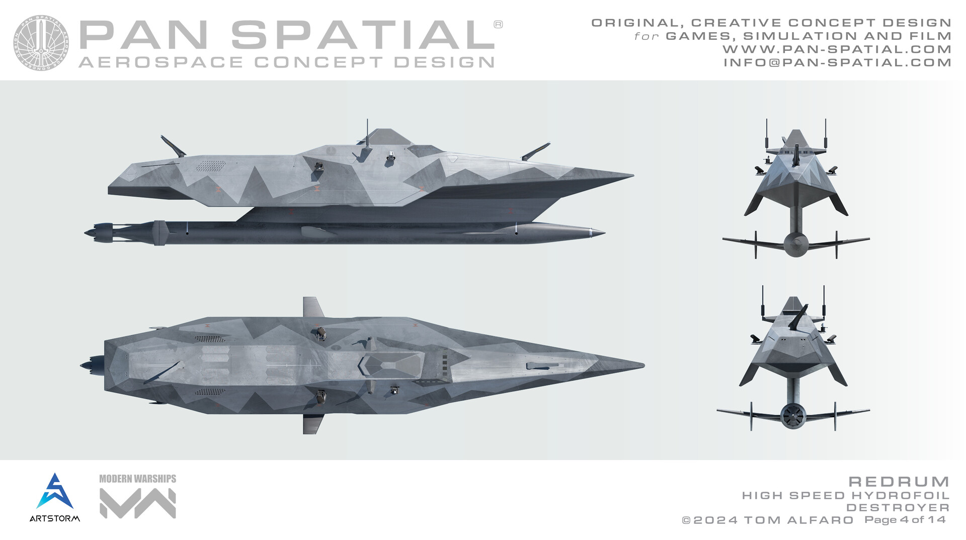 PAN SPATIAL Aerospace Concept Design - REDRUM HYDROFOIL DESTROYER