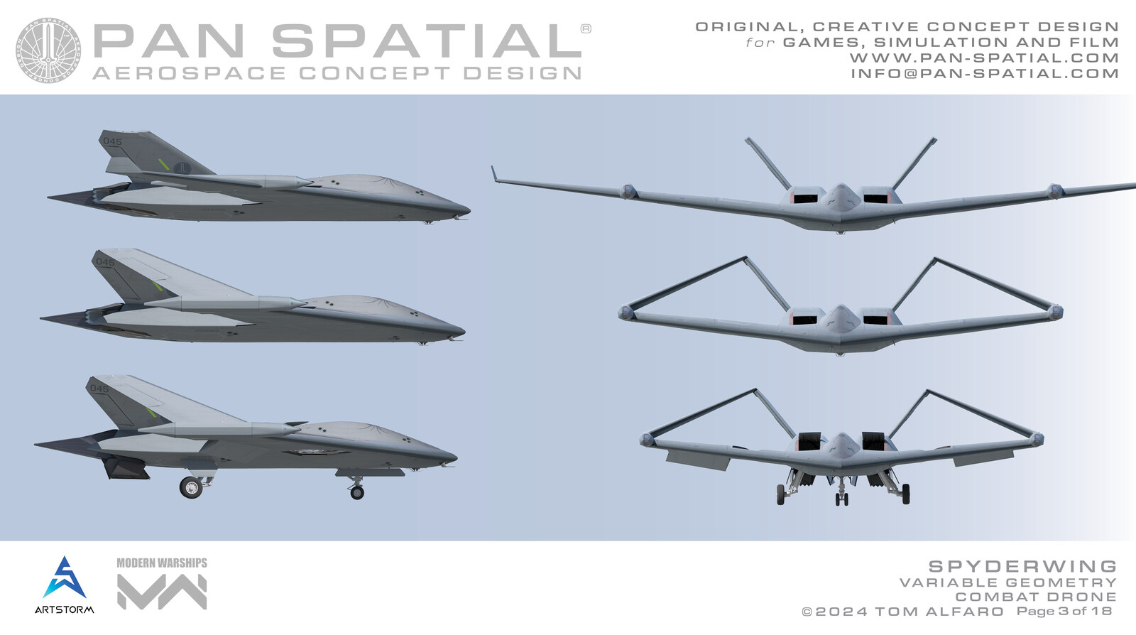PAN SPATIAL Aerospace Concept Design - SPYDERWING VARIABLE GEOMETRY DRONE