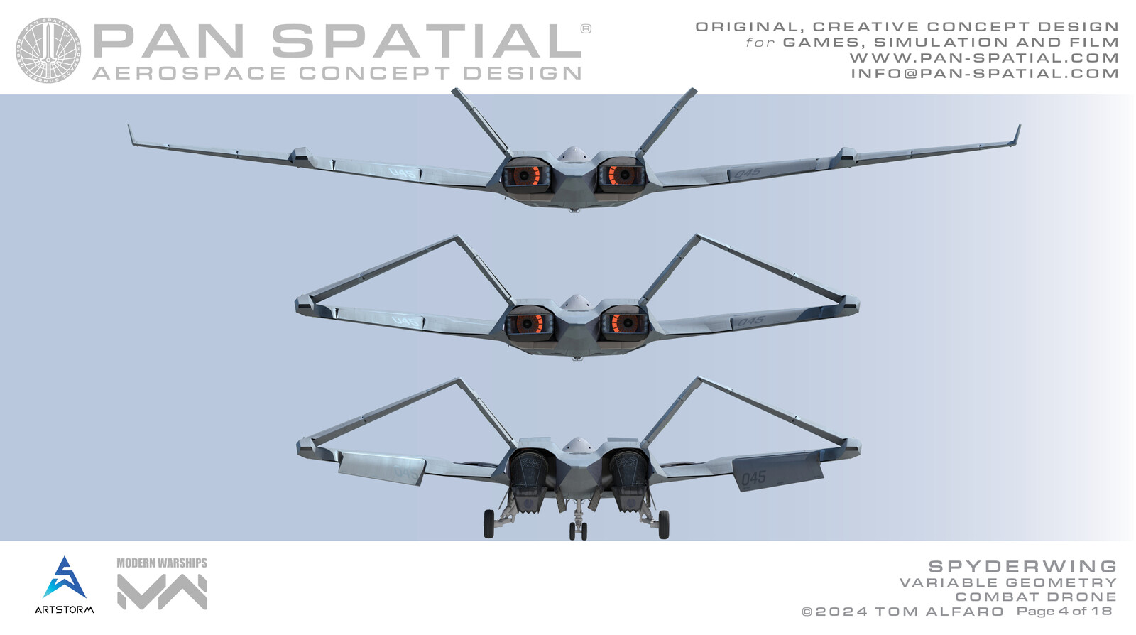 PAN SPATIAL Aerospace Concept Design - SPYDERWING VARIABLE GEOMETRY DRONE