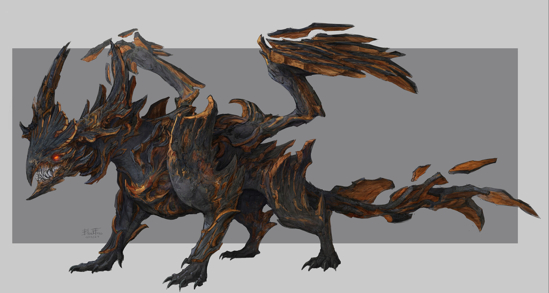 Sofia Kulak - Burnt dragon - Creature concept art