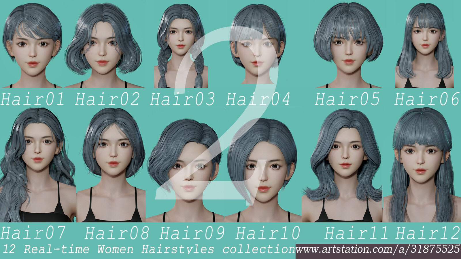 Vincent Freelancer - 3D Real-time hairstyle library include 200 hairs