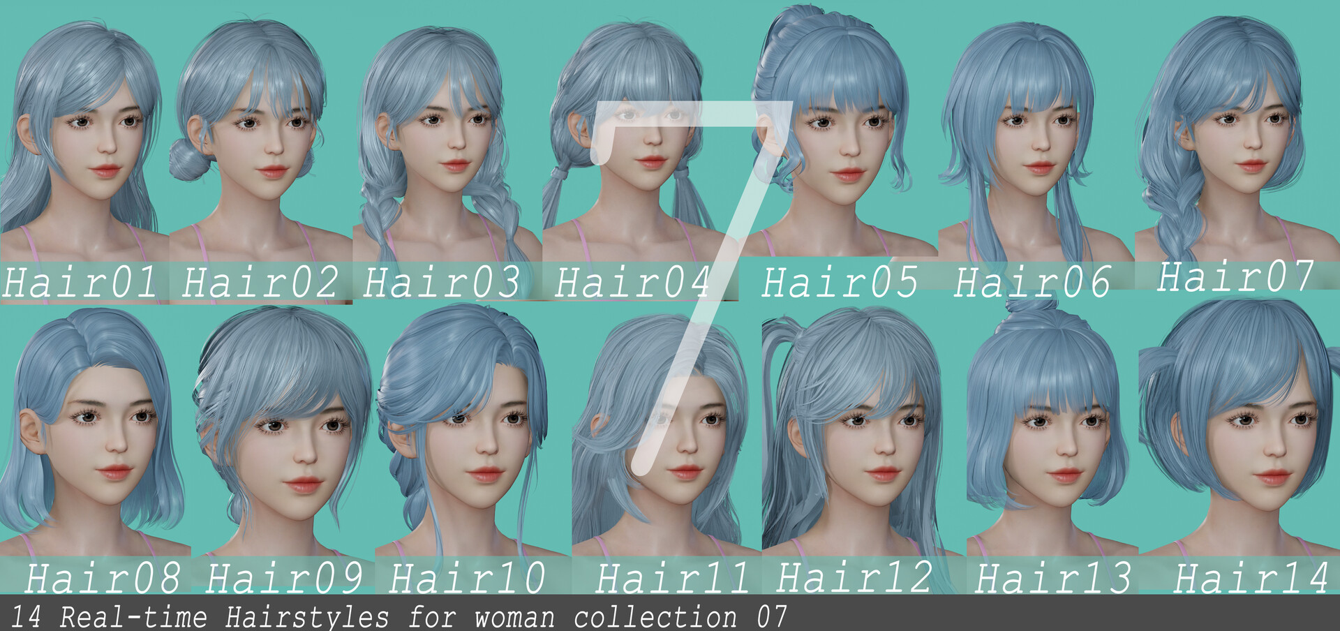 Vincent Freelancer - 3D Real-time hairstyle library include 200 hairs