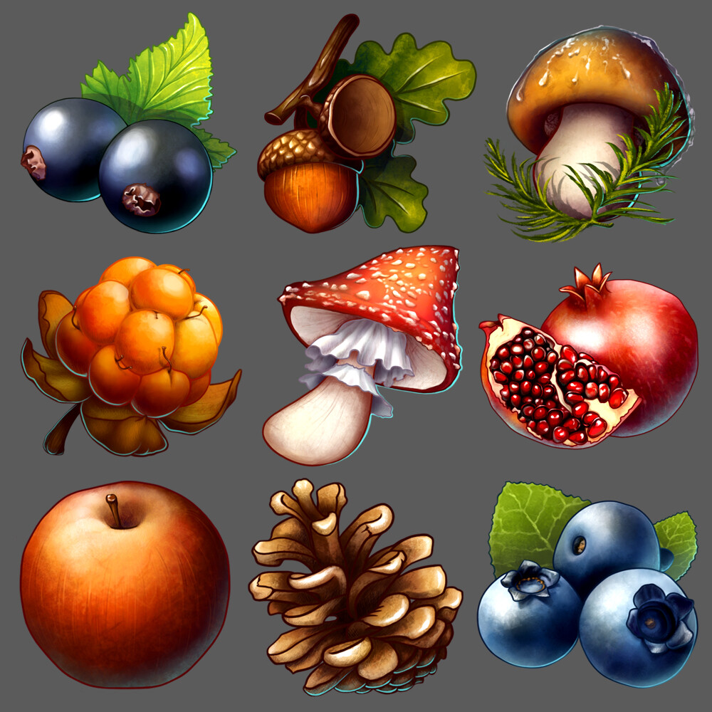 ArtStation - Wild berries and nuts