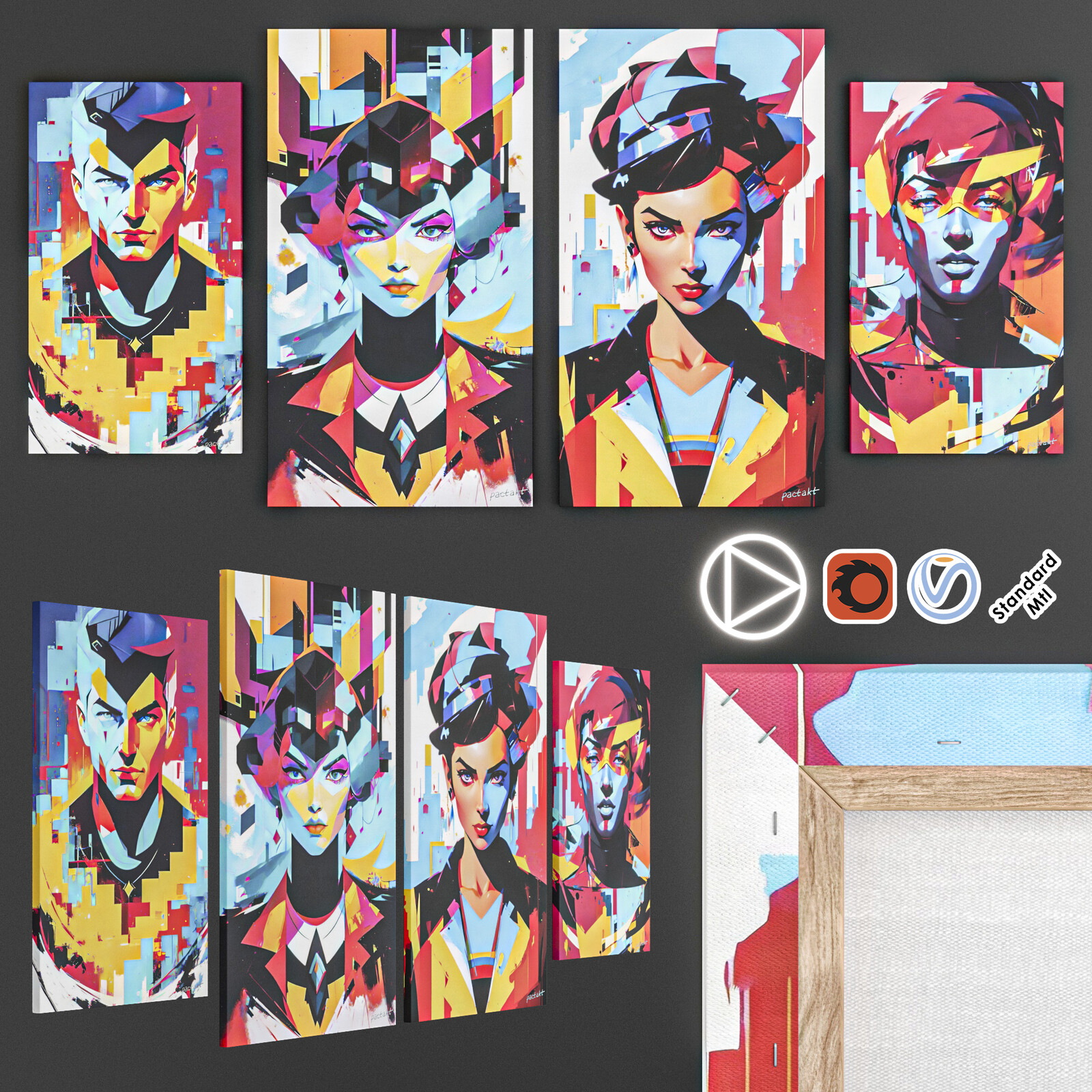 Vladislav Sergeev - Set of paintings Portraits in pop art style | 2K | PBR