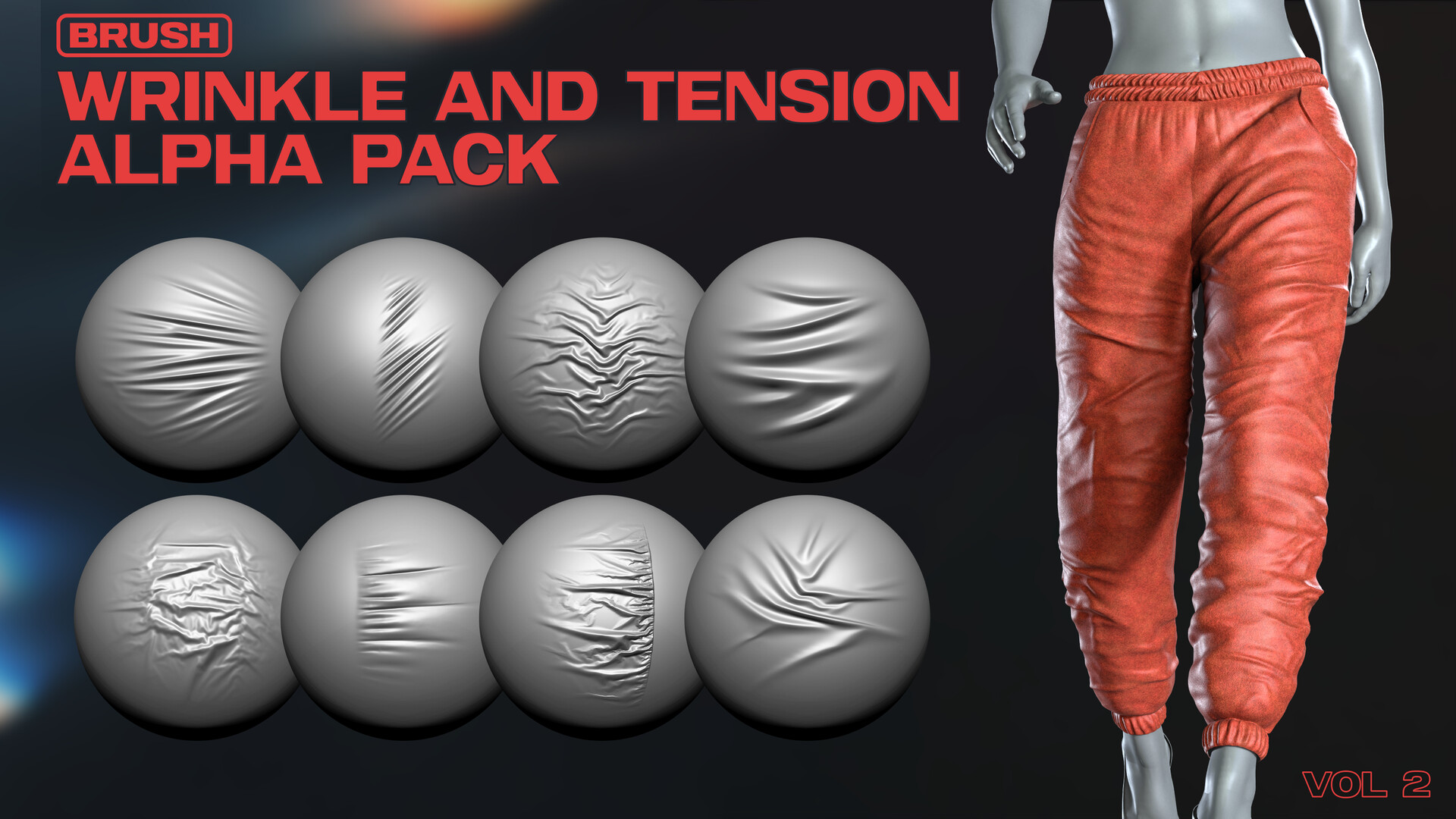 ArtStation - 110 Fabric Wrinkle & Tension Alphas