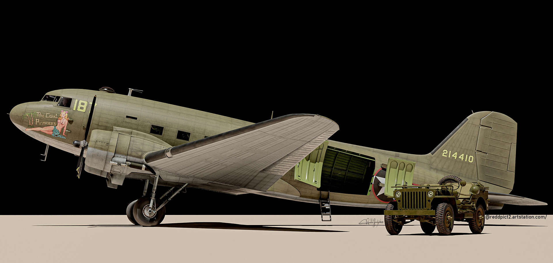 ArtStation - C-47_SKYTRAIN_"THE CORAL PRINCESS"_WIP