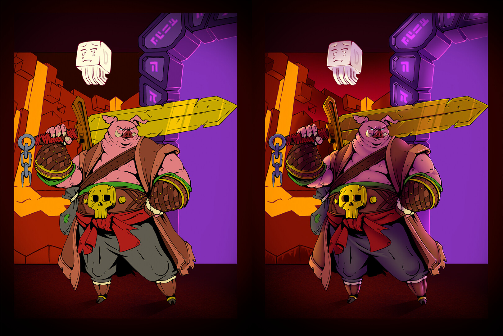 Denis Yudin - Piglin. Minecraft cartoon fan art.