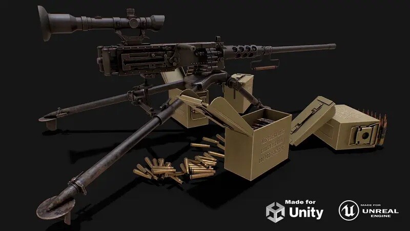 ArtStation - Army machine gun with optical sight 3d model