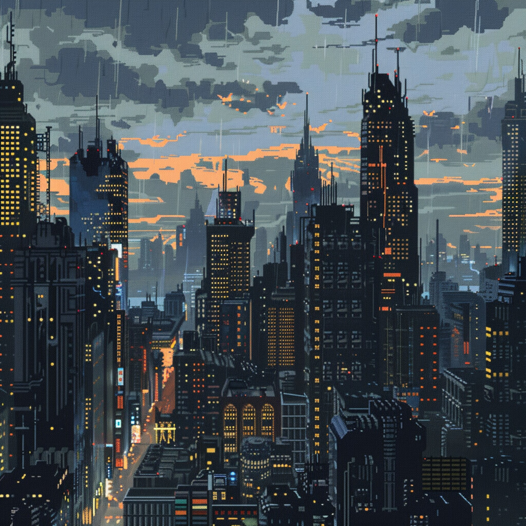 16 bit city background