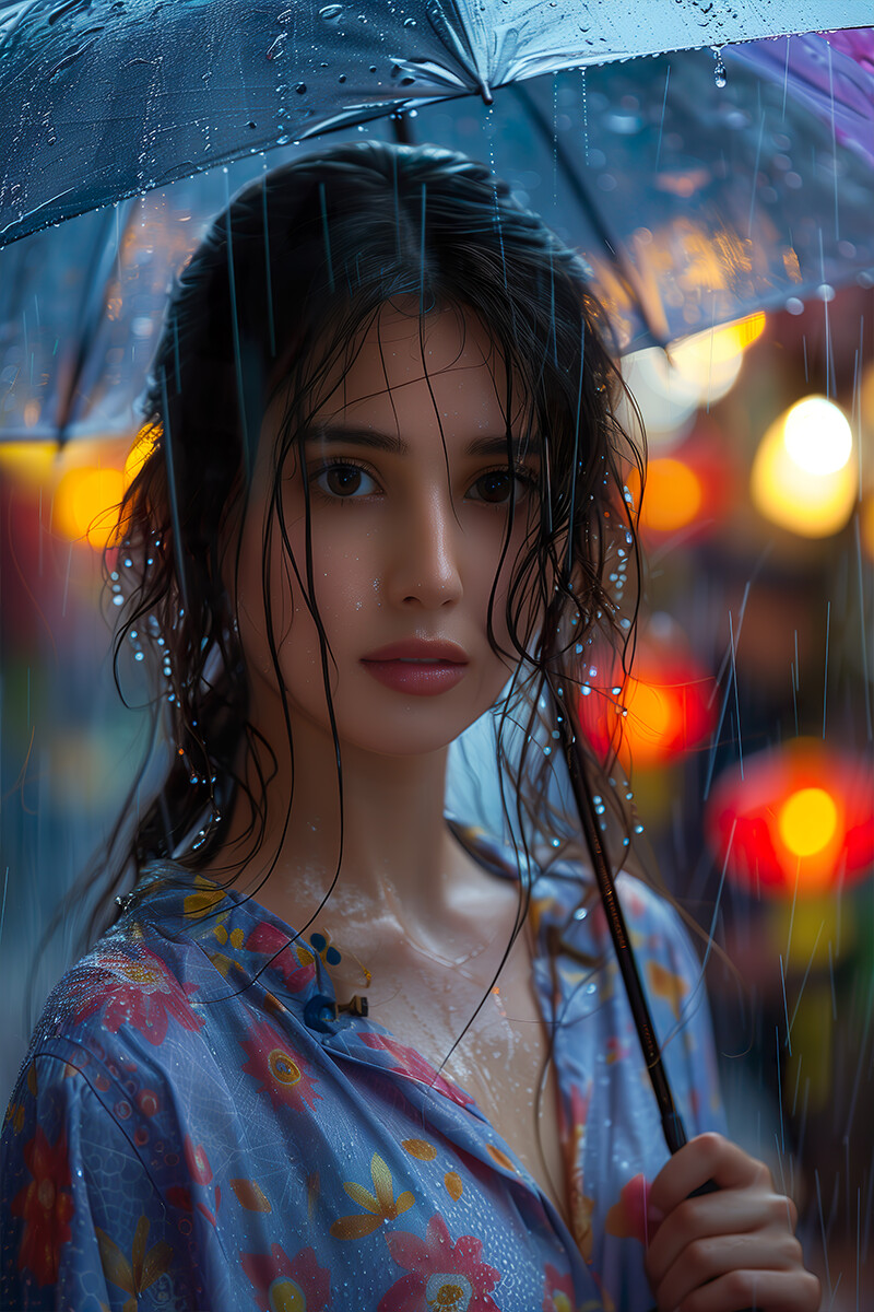 ArtStation - Beautiful girl under rain