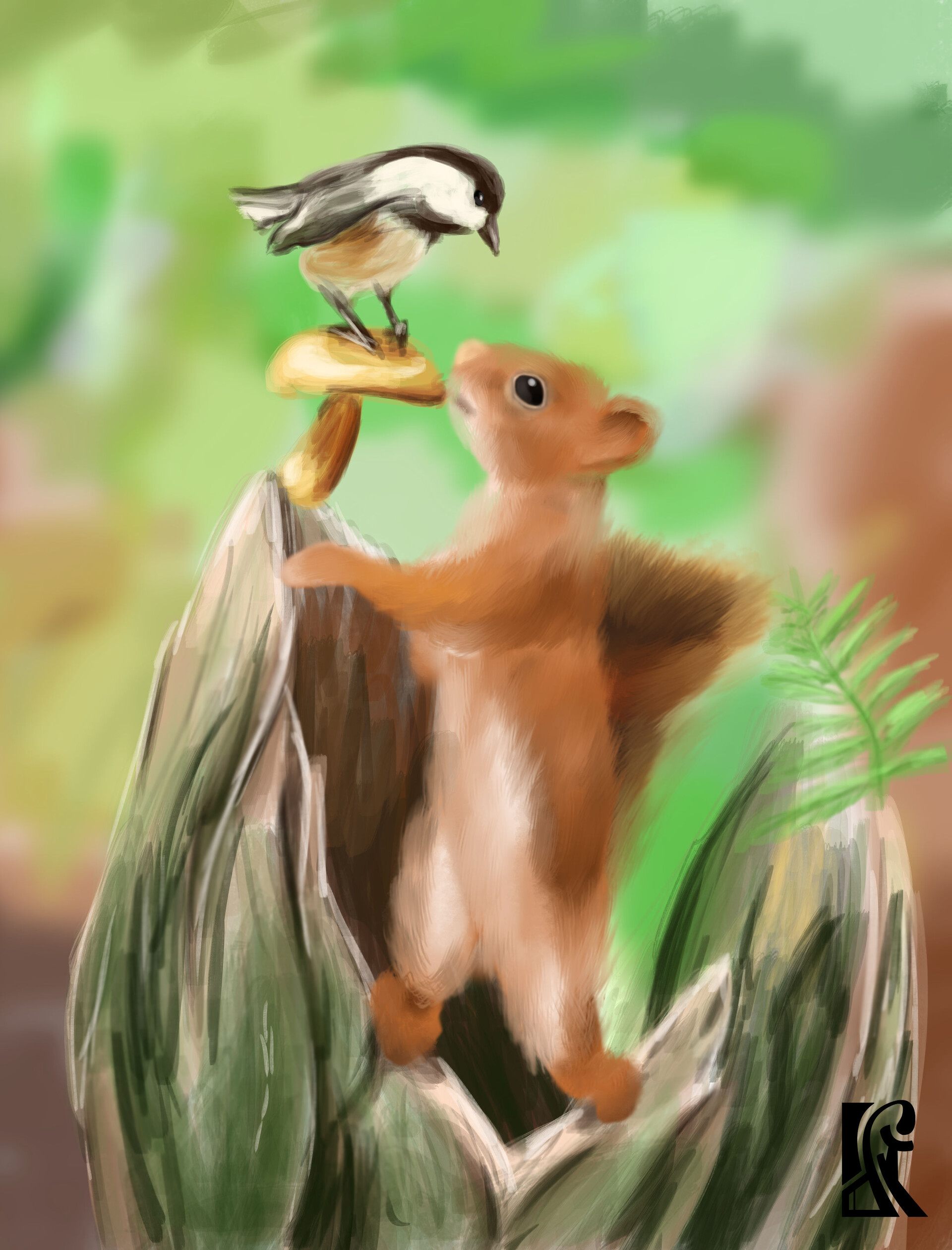 ArtStation - Squirrel and bird