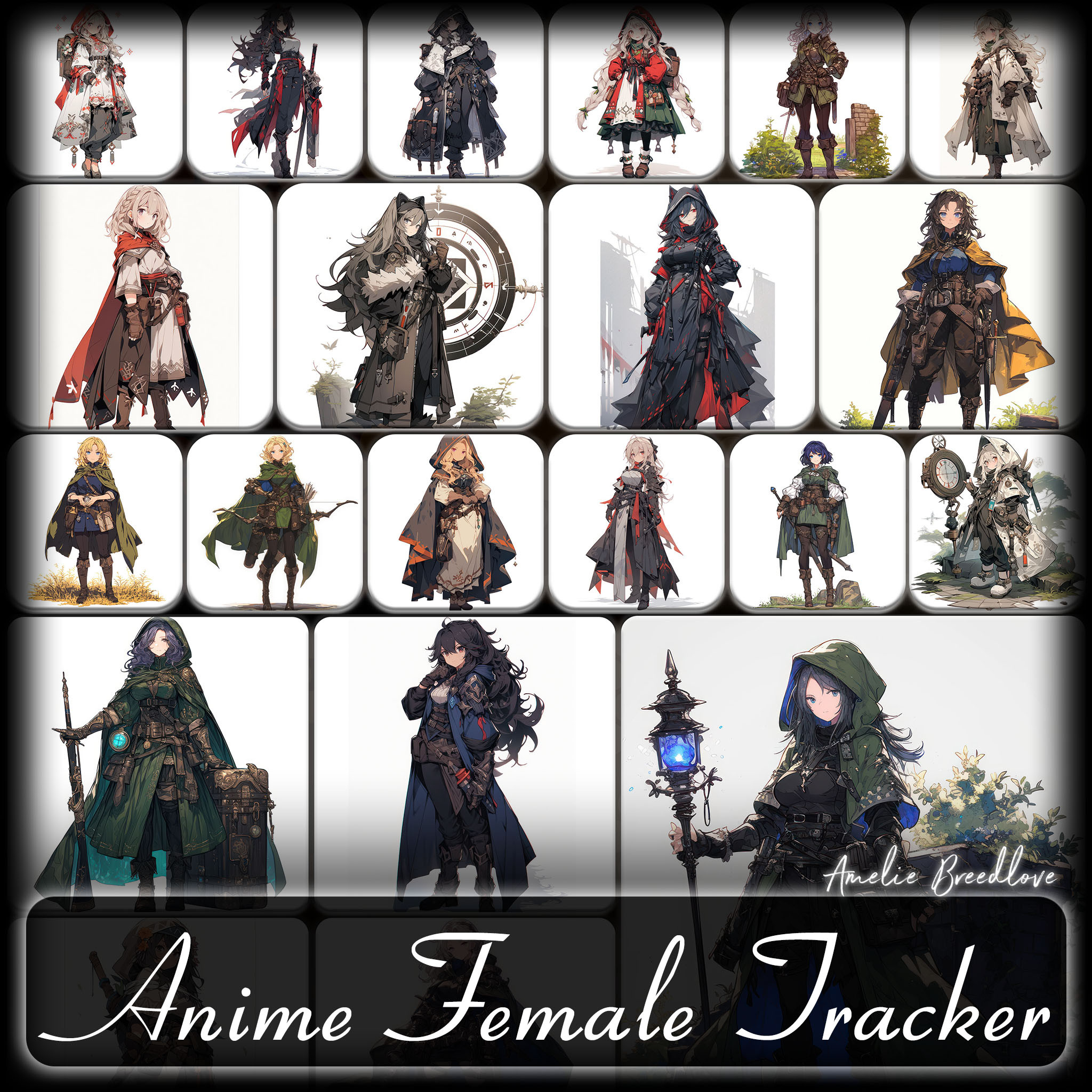 Amelie Anime - 200 Anime Female Tracker (Full Body) Reference Pack | 4K ...