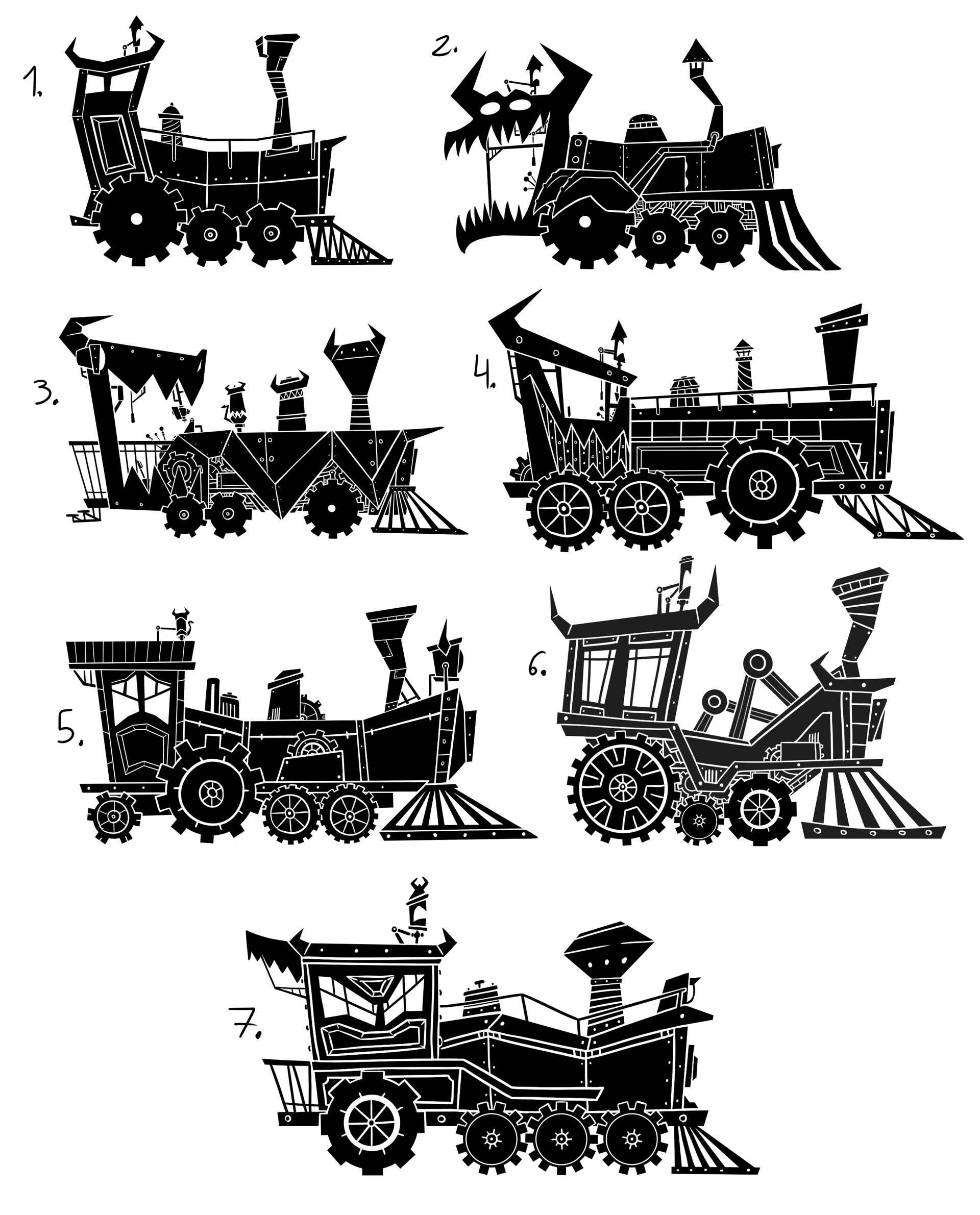 ArtStation - DEMON TRAIN SILHOUETTES / Concept Art Explorations