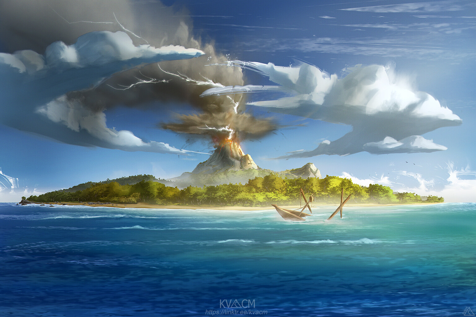 Volcano Island by Michal Kváč : r/ImaginaryWeather