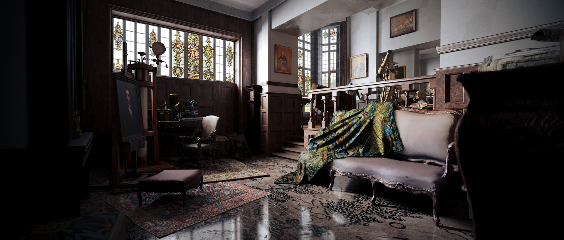 ArtStation - Keyframe 03 || Fireplace area || Historical interior concept art