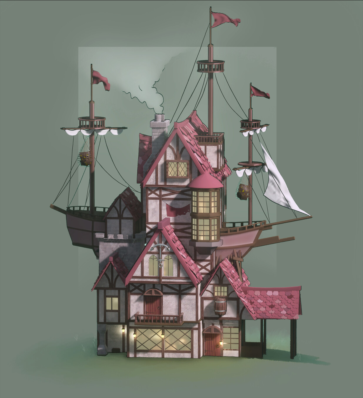 ArtStation - Recreation of a concept art : Pirate Tavern