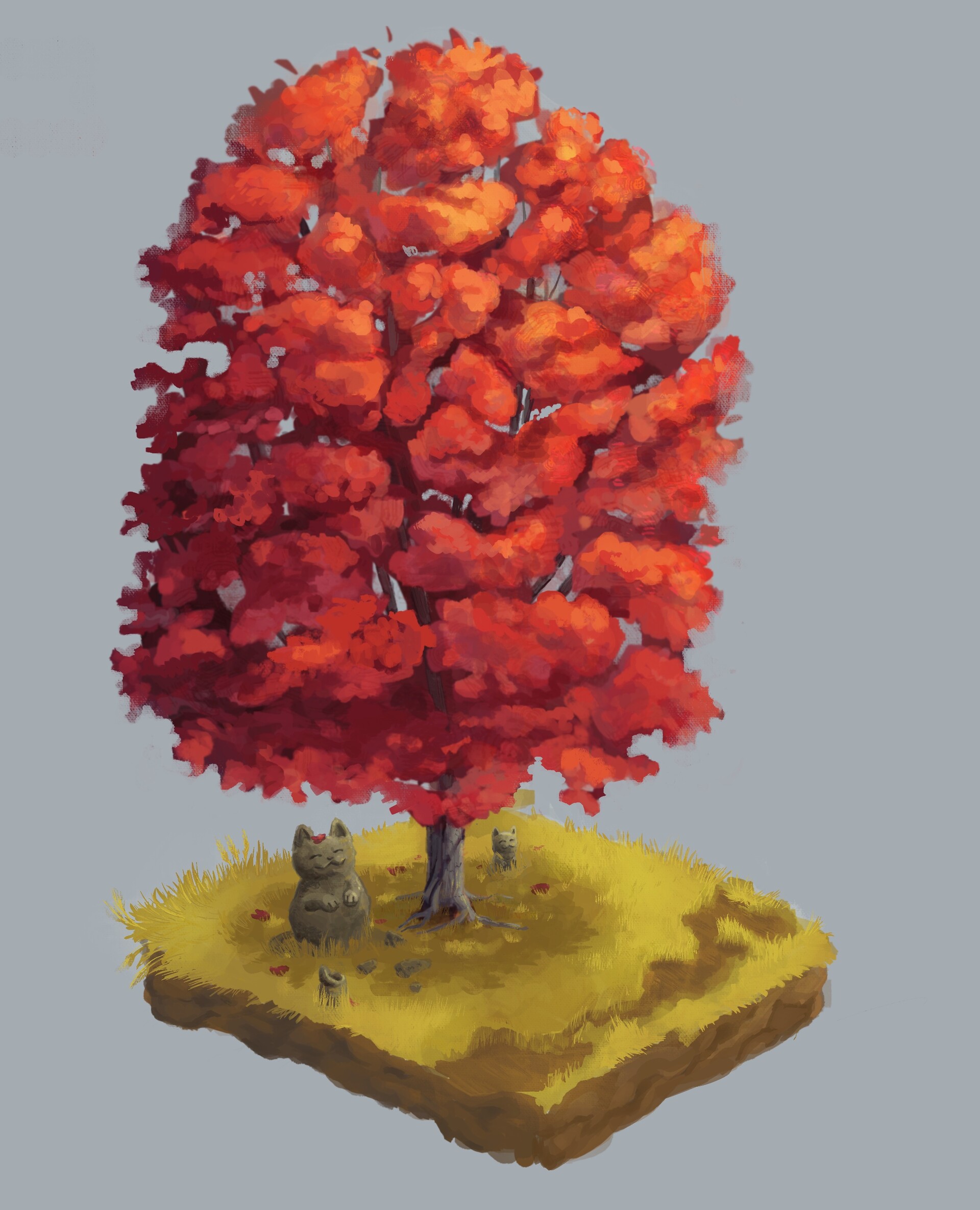 ArtStation - Red Maple Tree Asset Painting