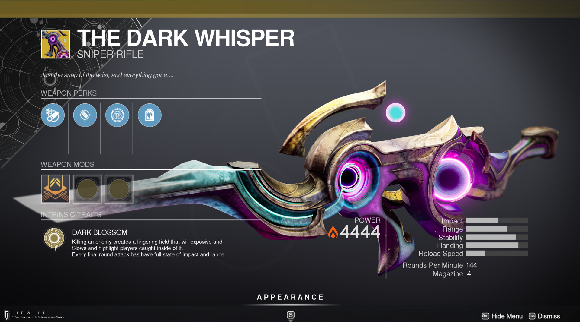 Liew Li - Dark Cosmic Jhin skin weapon in Destiny 2 Fanart: The Dark ...