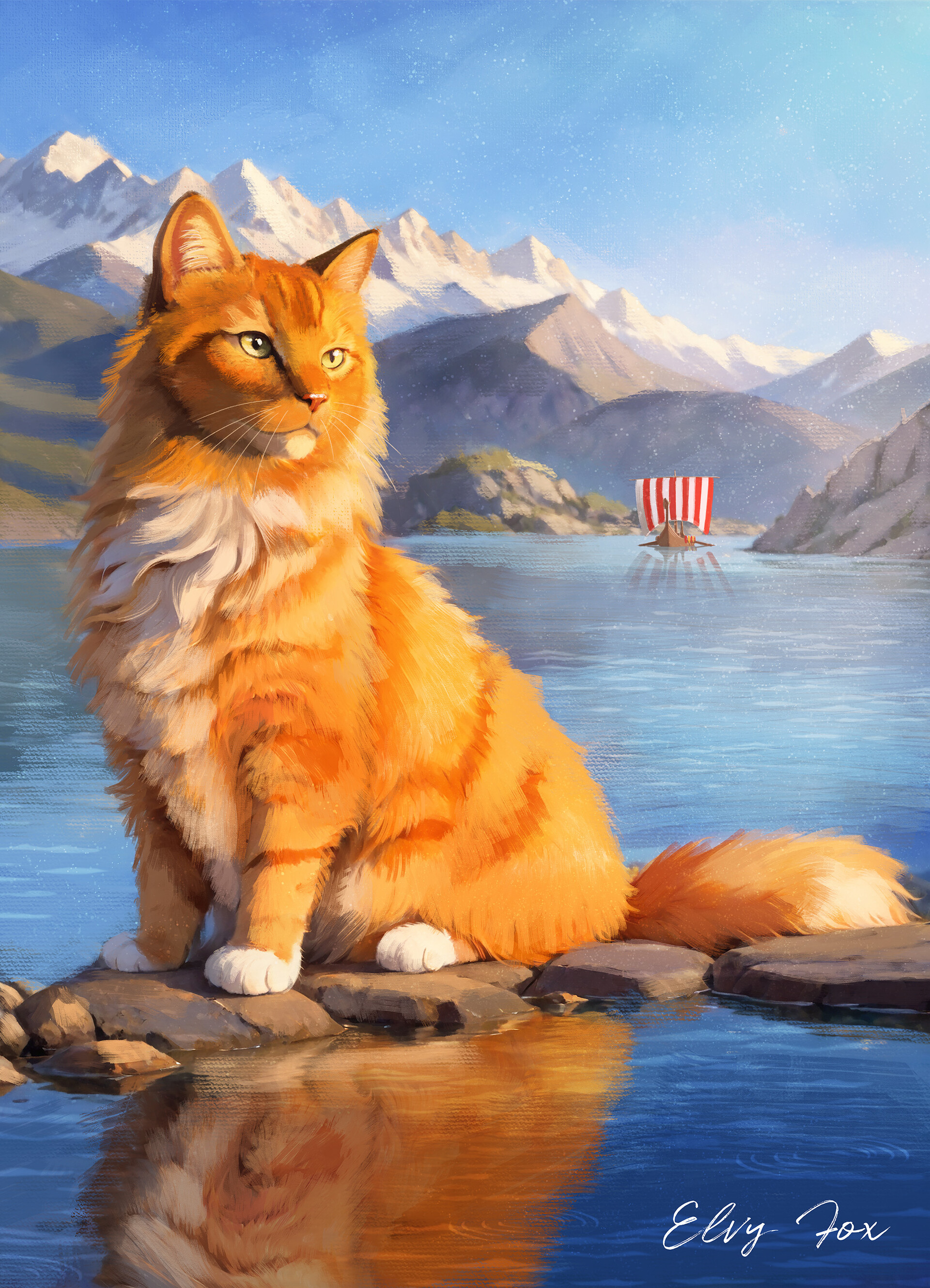 ArtStation - Portrait of the beautiful orange cat