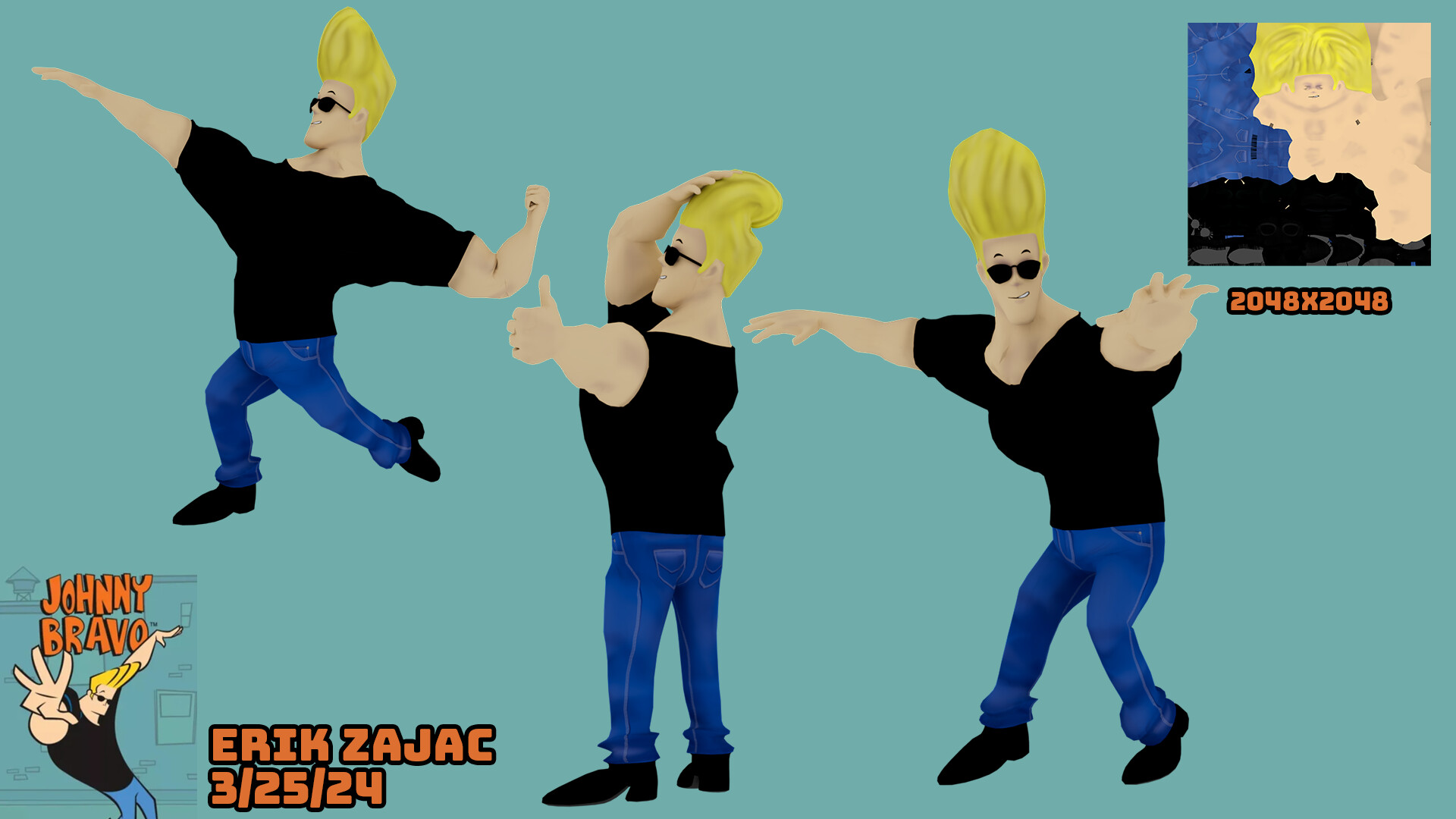 ArtStation - Low Poly Johnny Bravo Character Model