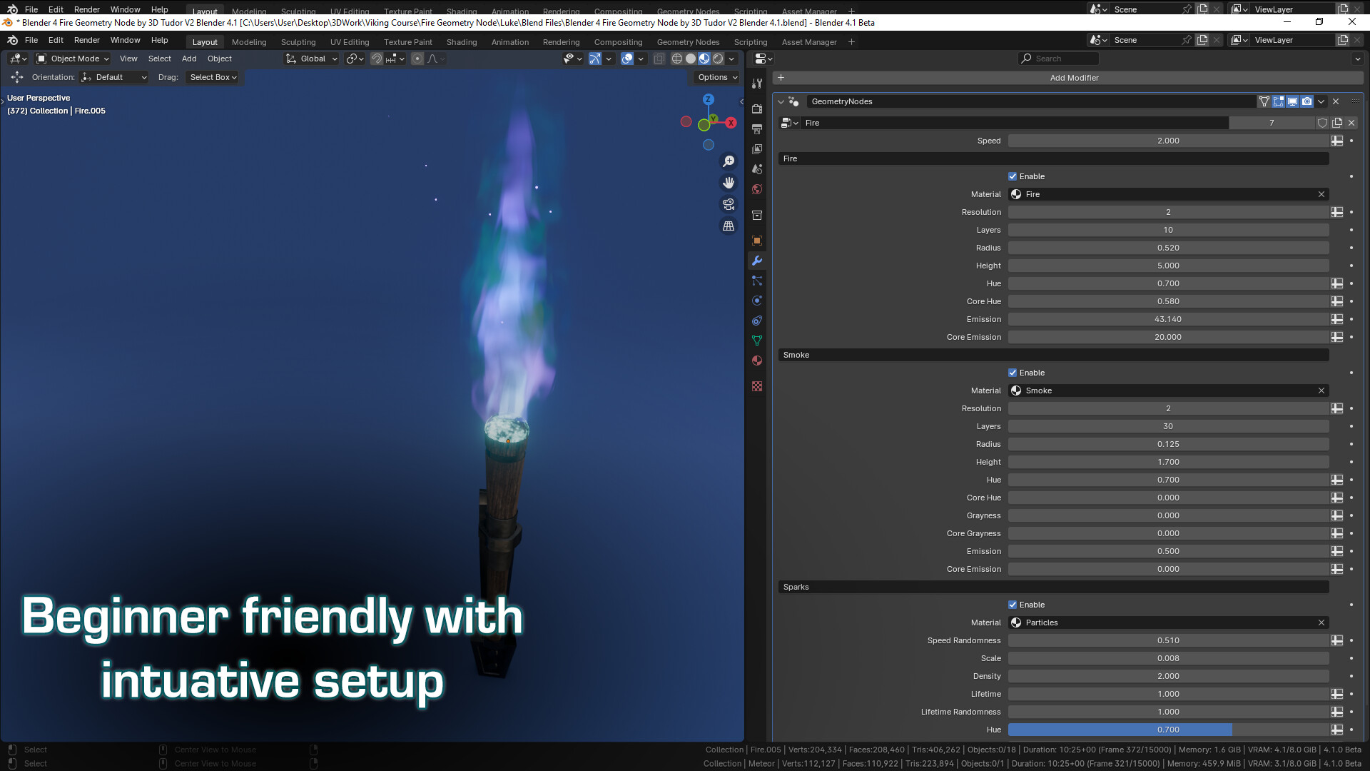 3D Tudor - Blender 4 Game Changer Fire Geometry Node