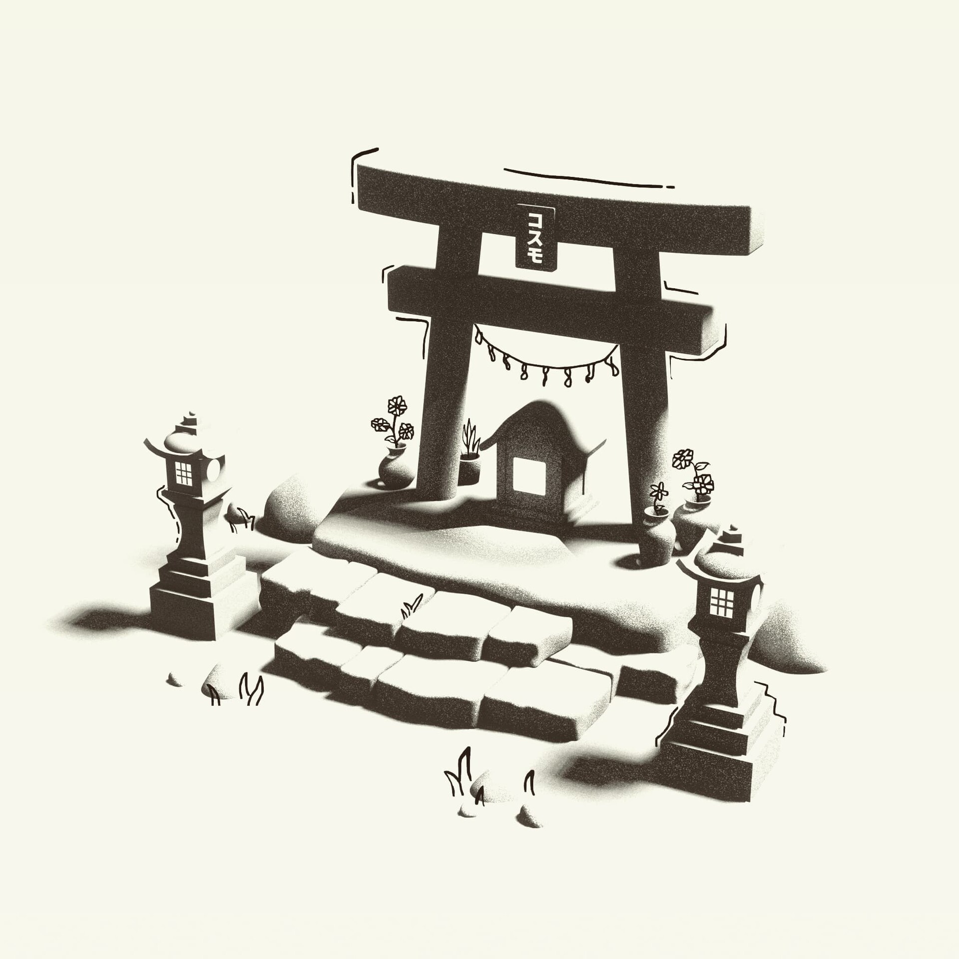 ArtStation - Hokora shrine & Torii gate - 3D Ink effect.