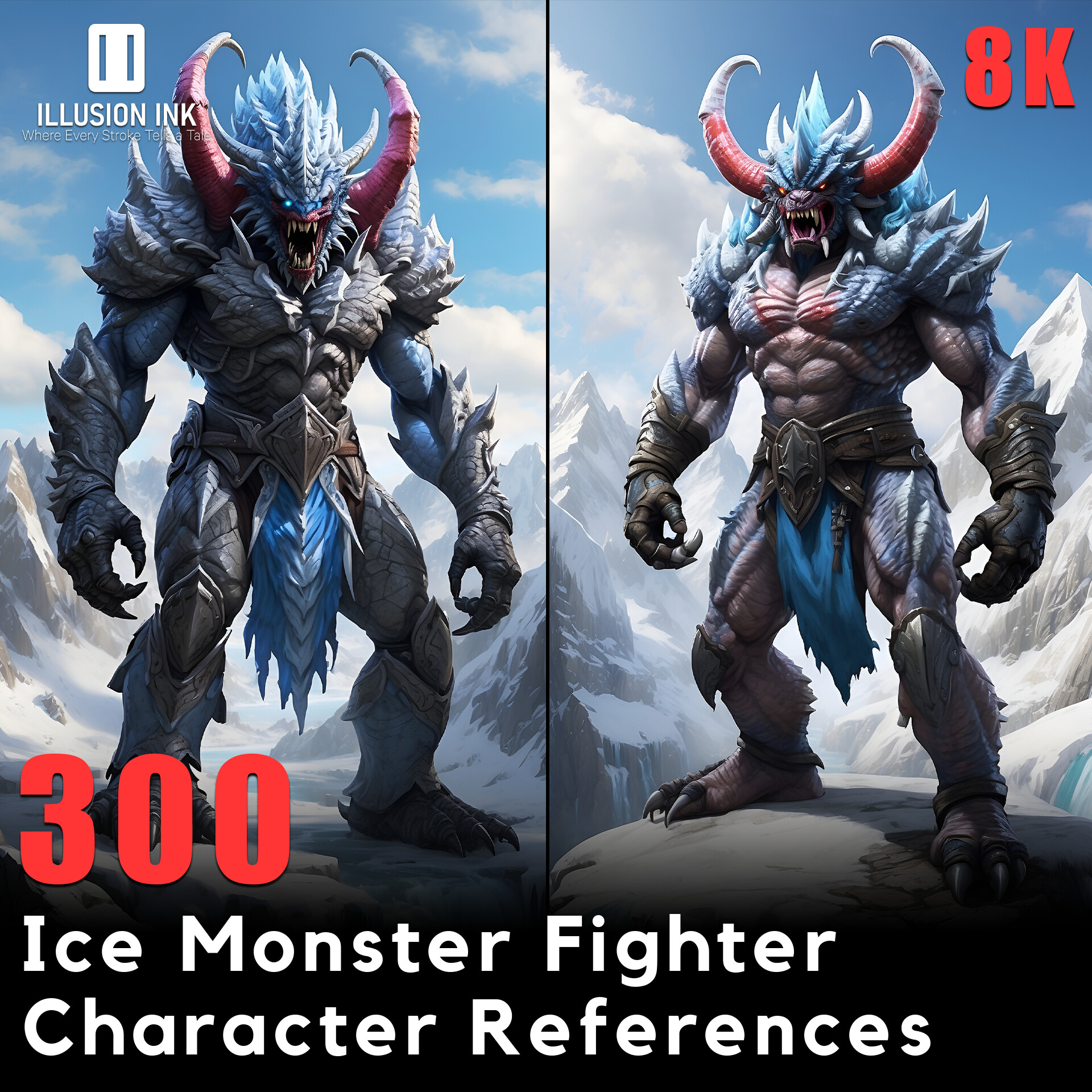 ArtStation - 300 Ice Monster Fighter Character Reference | 8K Ref