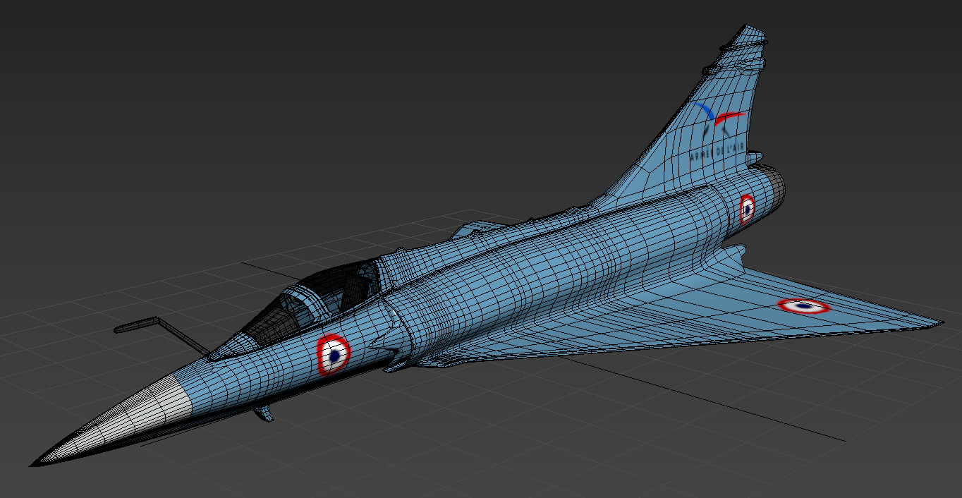 ArtStation - Mirage 2000 Angle View Wireframed