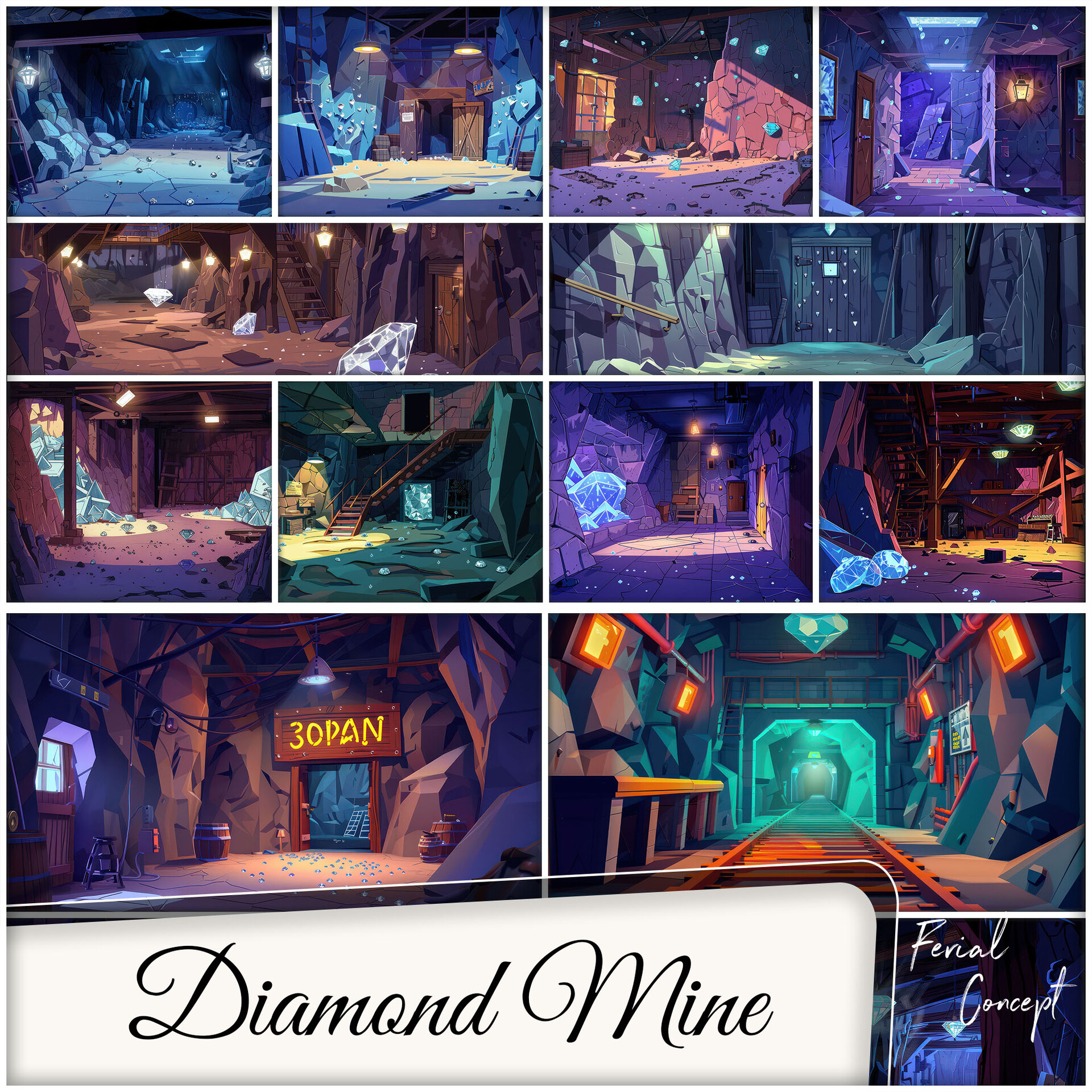 Ferial Concept - 🔹200 Diamond Mine - Cartoon Concept Reference Image ...