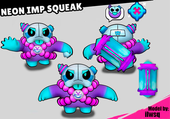 ArtStation - NEON IMP SQUEAK.Brawl Stars fun art