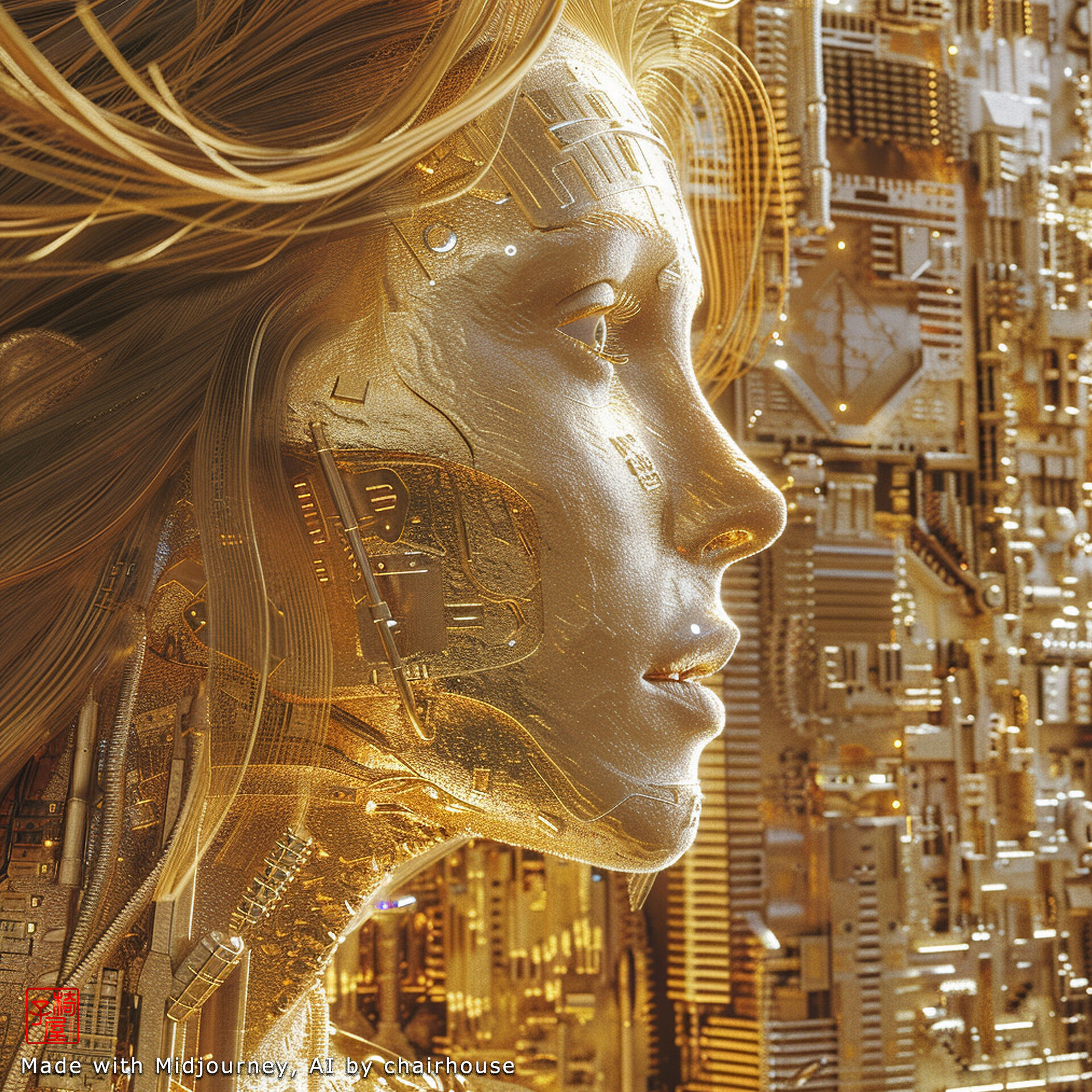 ArtStation - mechanical goddess4 in the future machine city under EPAC 240405 by Midjourney